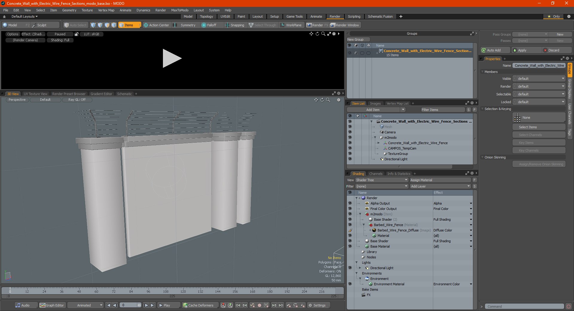 3D concrete wall electric wire fence model - TurboSquid 1546105