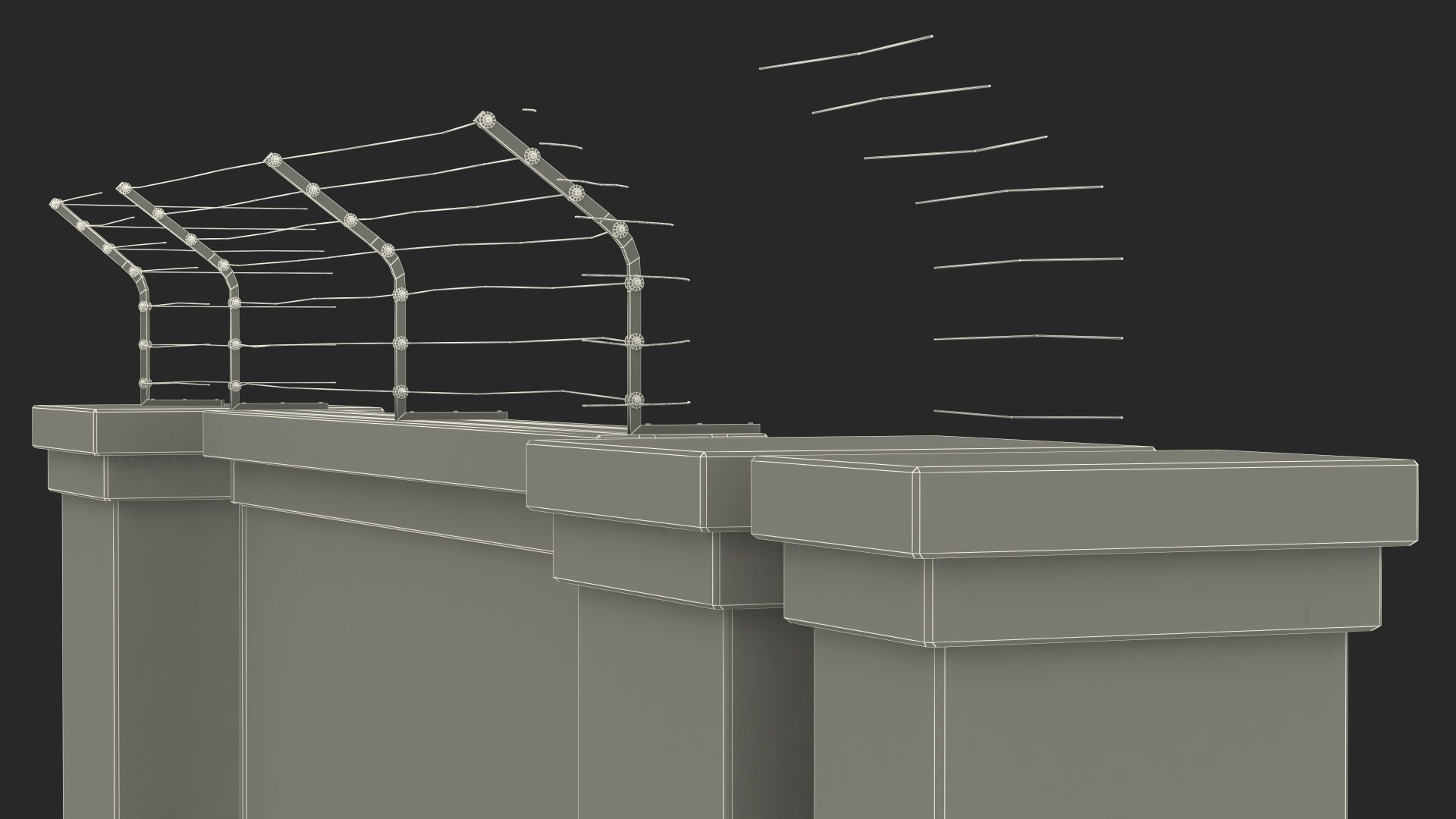 3D concrete wall electric wire fence model - TurboSquid 1546105