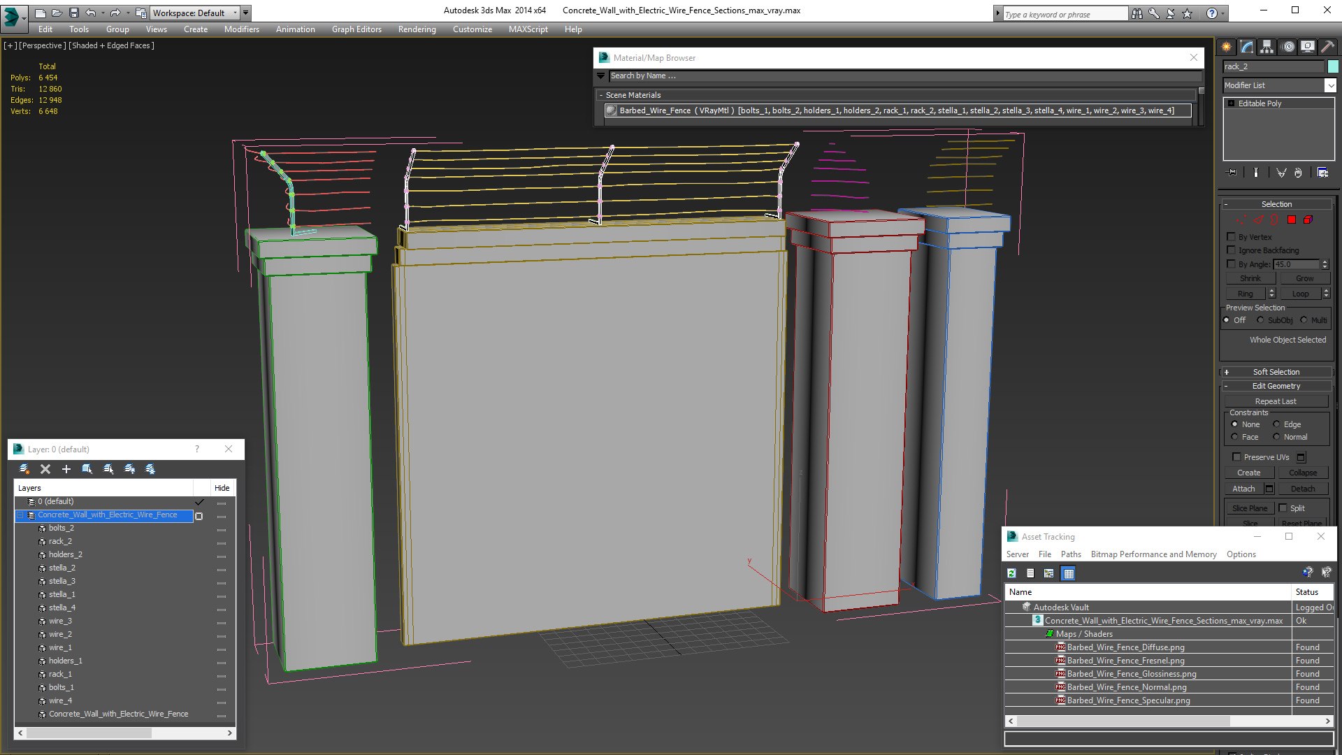 3D Concrete Wall Electric Wire Fence Model - TurboSquid 1546105