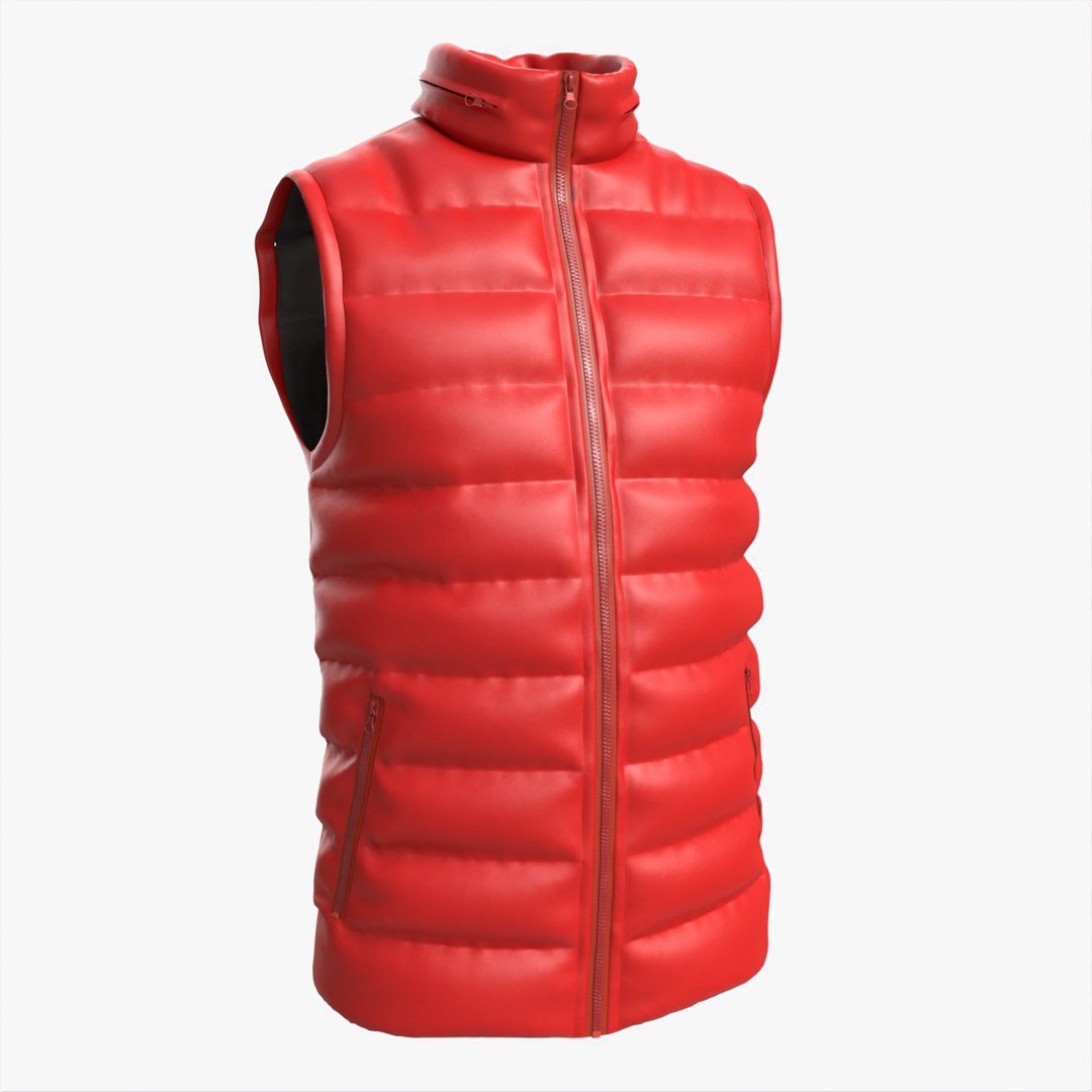 3D Model Quilted Gilet For Men Mockup 01 Red - TurboSquid 2073831