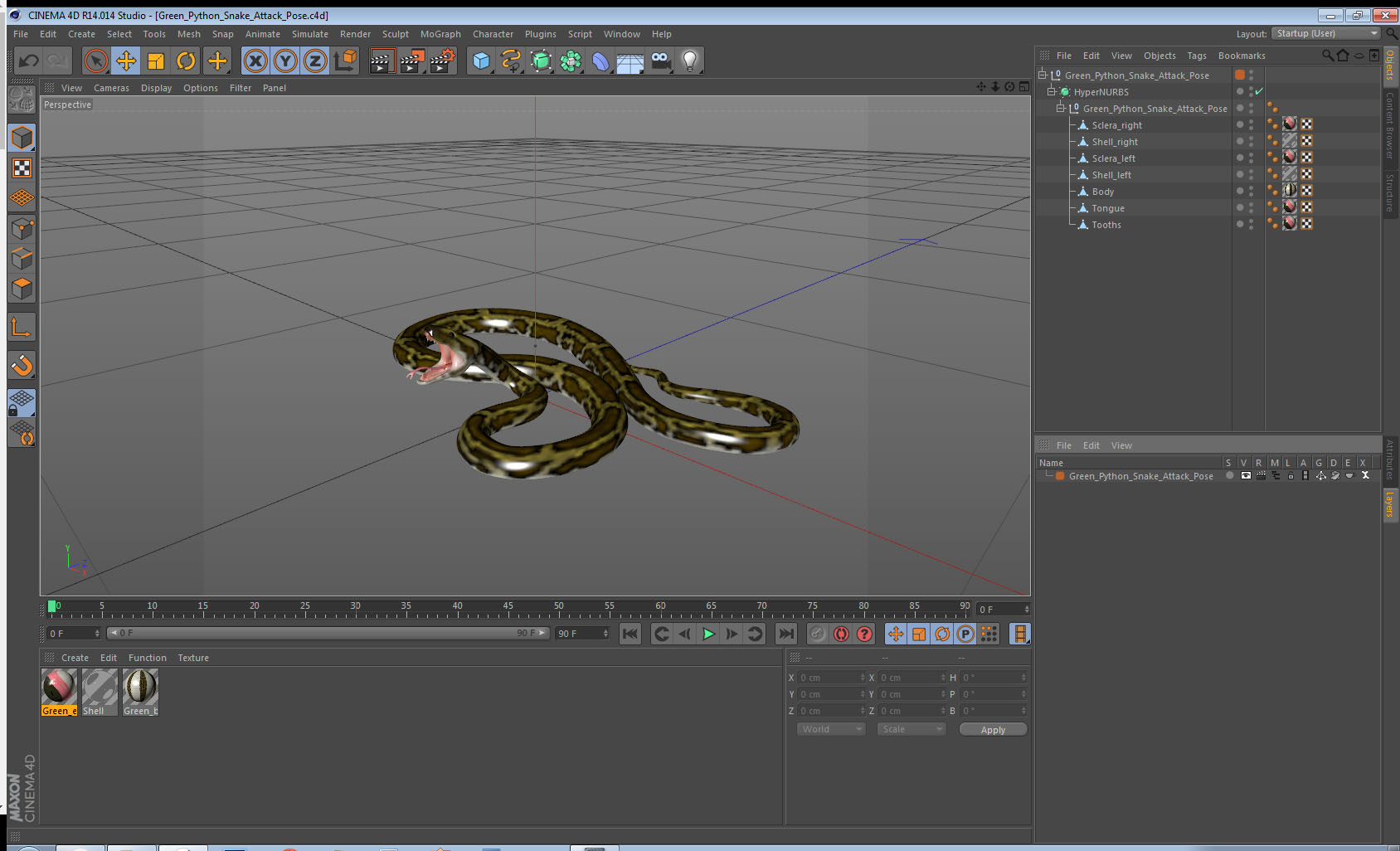 Green python snake attack 3D model - TurboSquid 1410562
