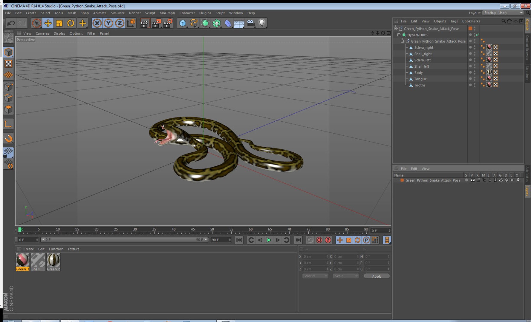 Green Python Snake Attack 3D Model - TurboSquid 1410562