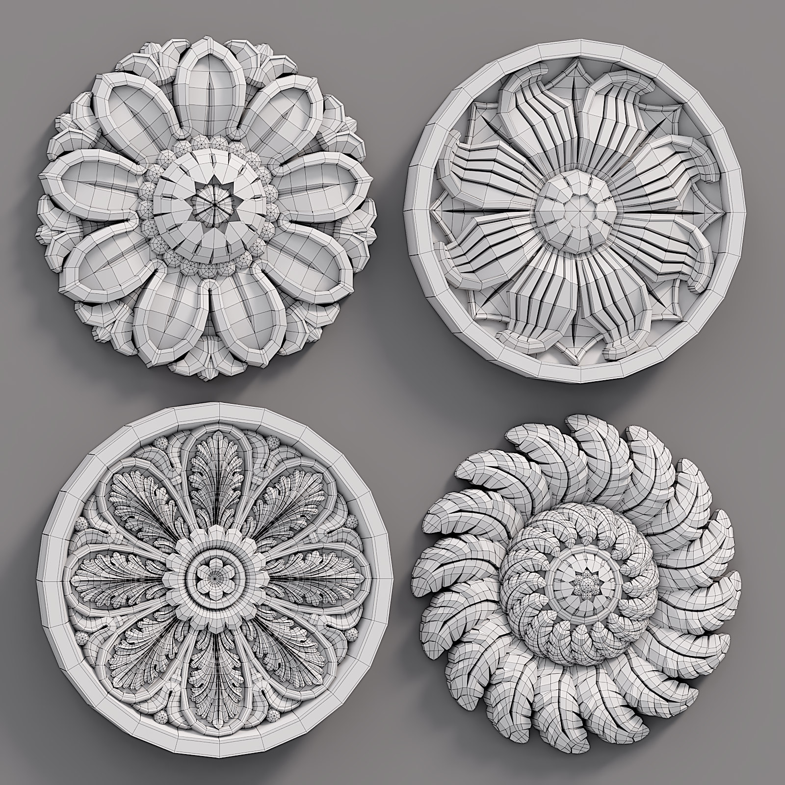 3D model decorative wall rosettes 02 - TurboSquid 1621160