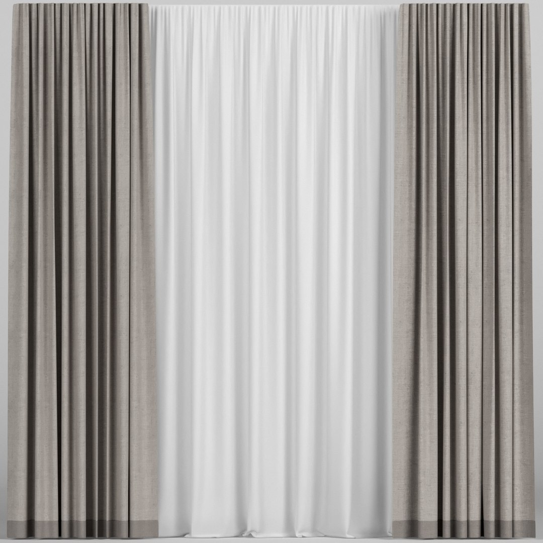 3D Curtain Brown Tulle - TurboSquid 1434687