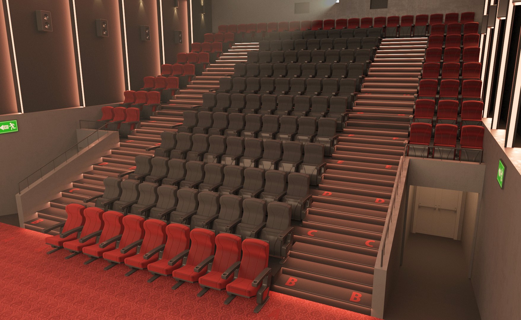 Movie Cinema Theater Interior 3D Model - TurboSquid 2034909