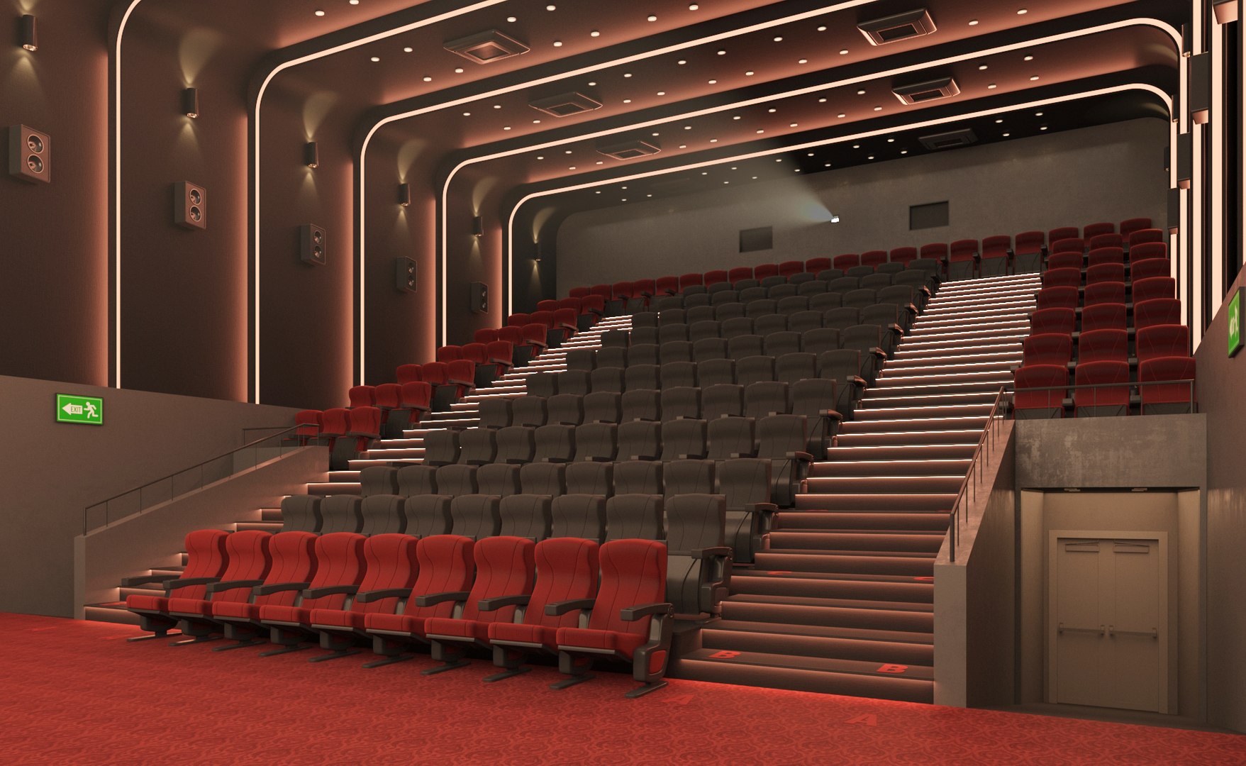 Movie Cinema Theater Interior 3D Model - TurboSquid 2034909