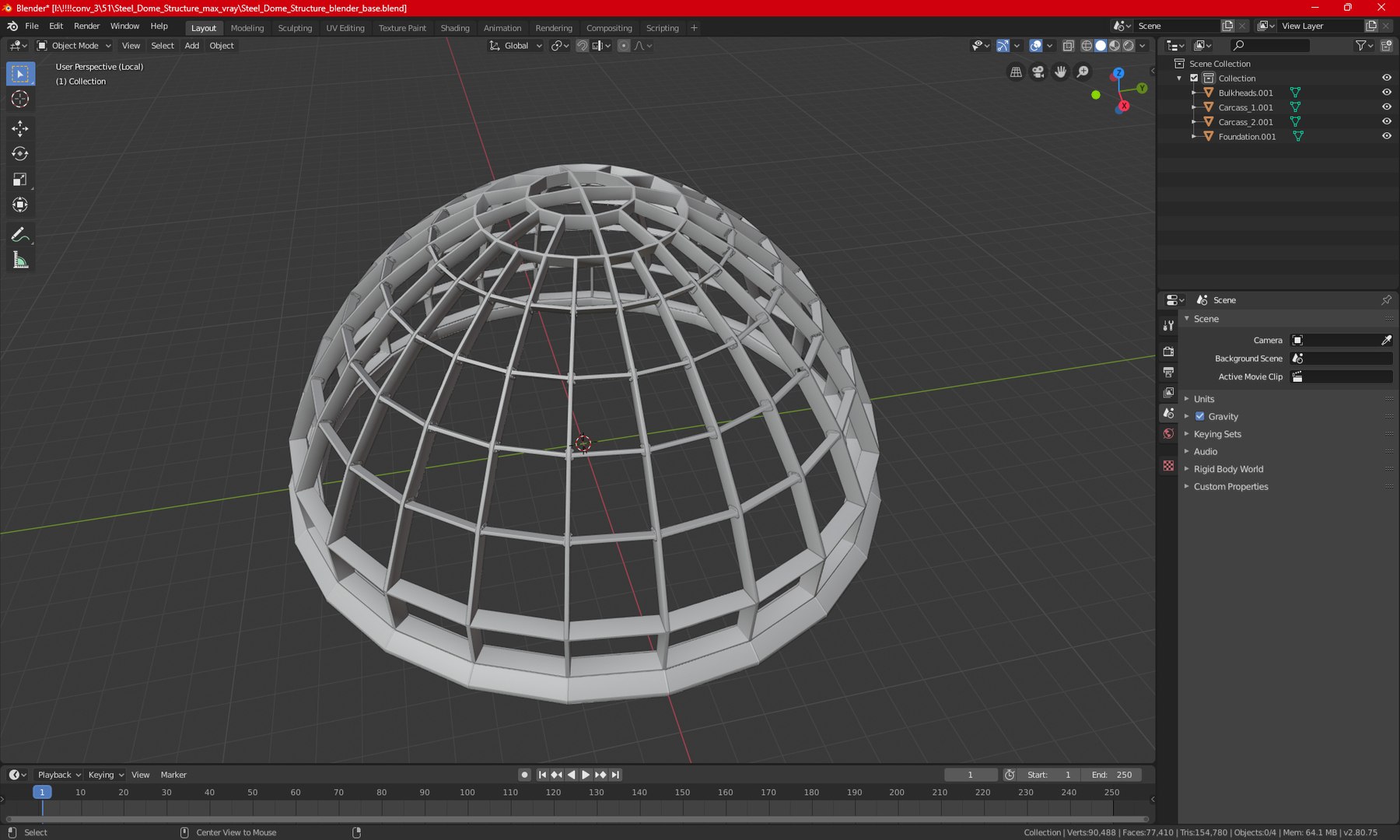 Steel Dome Structure 3D Model - TurboSquid 2099663