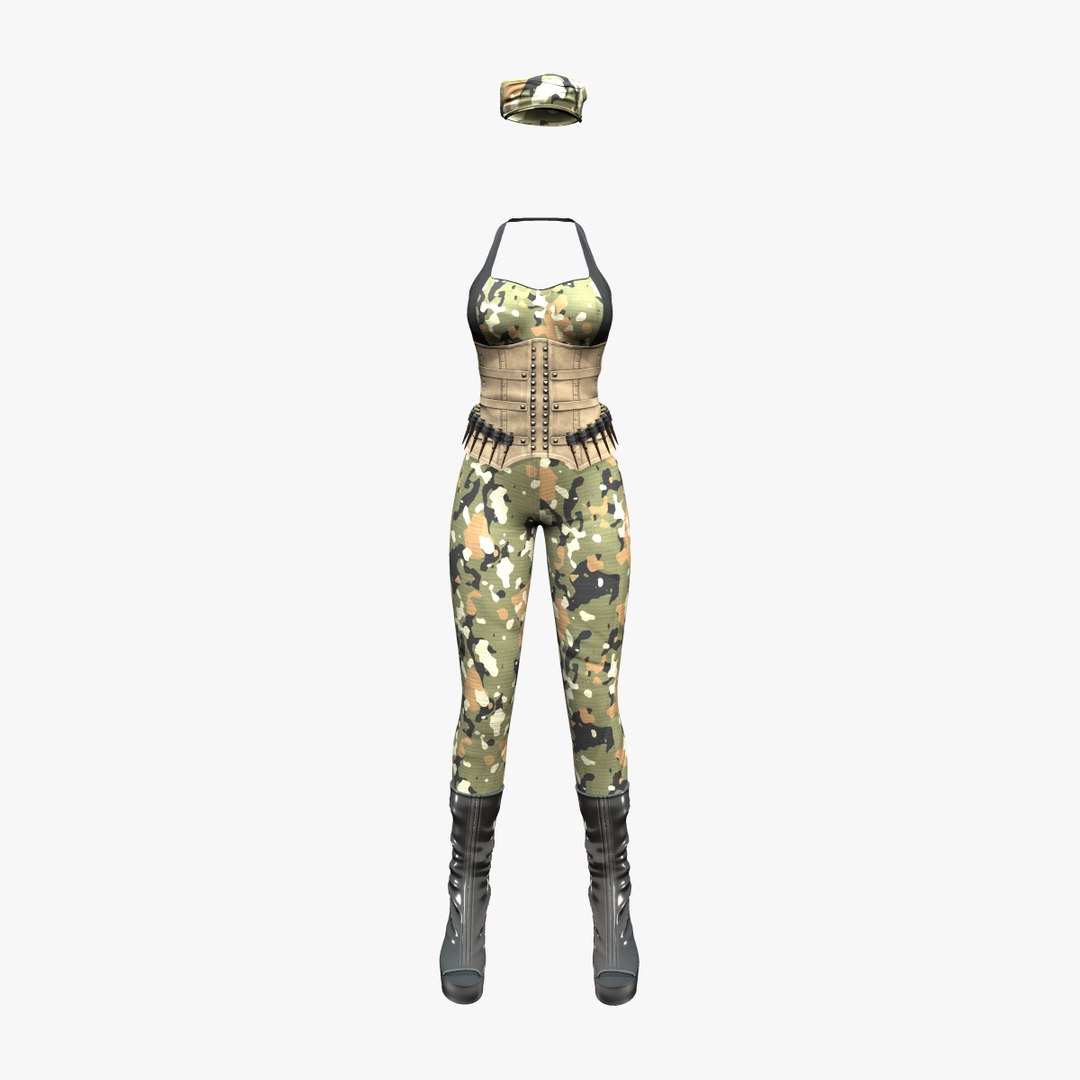Women Camouflage Full Military Soldier Outfit 3D model - TurboSquid 1948217