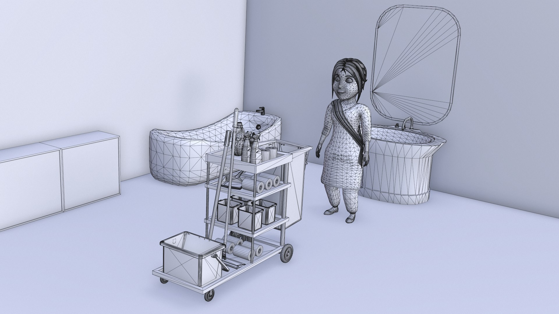 3D Low Poly Community Helper Maid - Female - TurboSquid 2261327