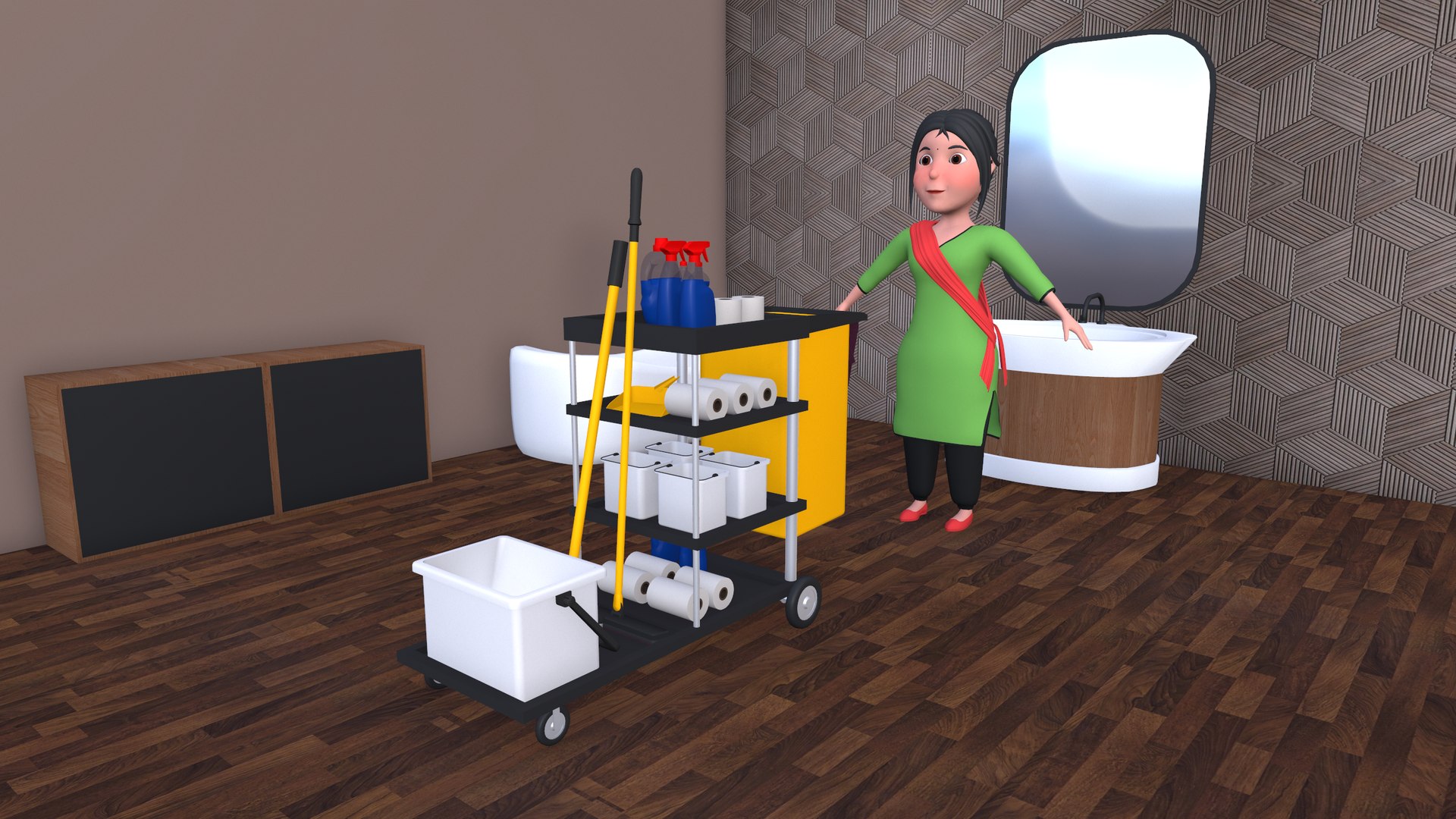 3D Low Poly Community Helper Maid - Female - TurboSquid 2261327