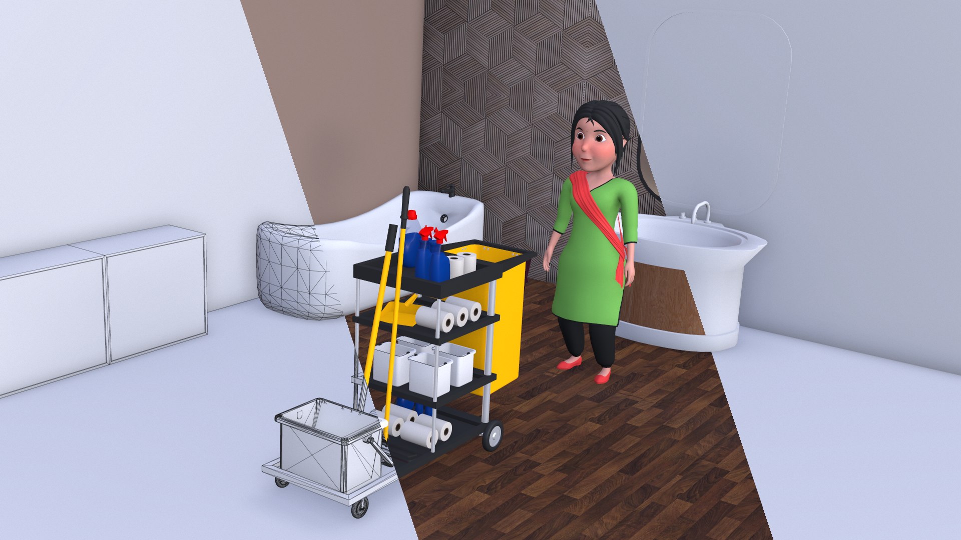 3D Low Poly Community Helper Maid - Female - TurboSquid 2261327