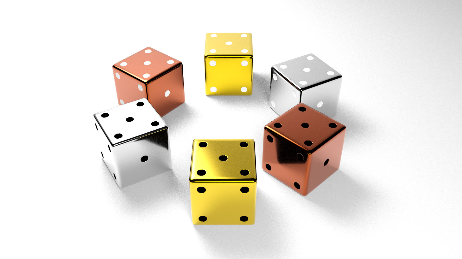 Metallic Dice - Golden Silver And Bronze 3D Model - TurboSquid 2143476