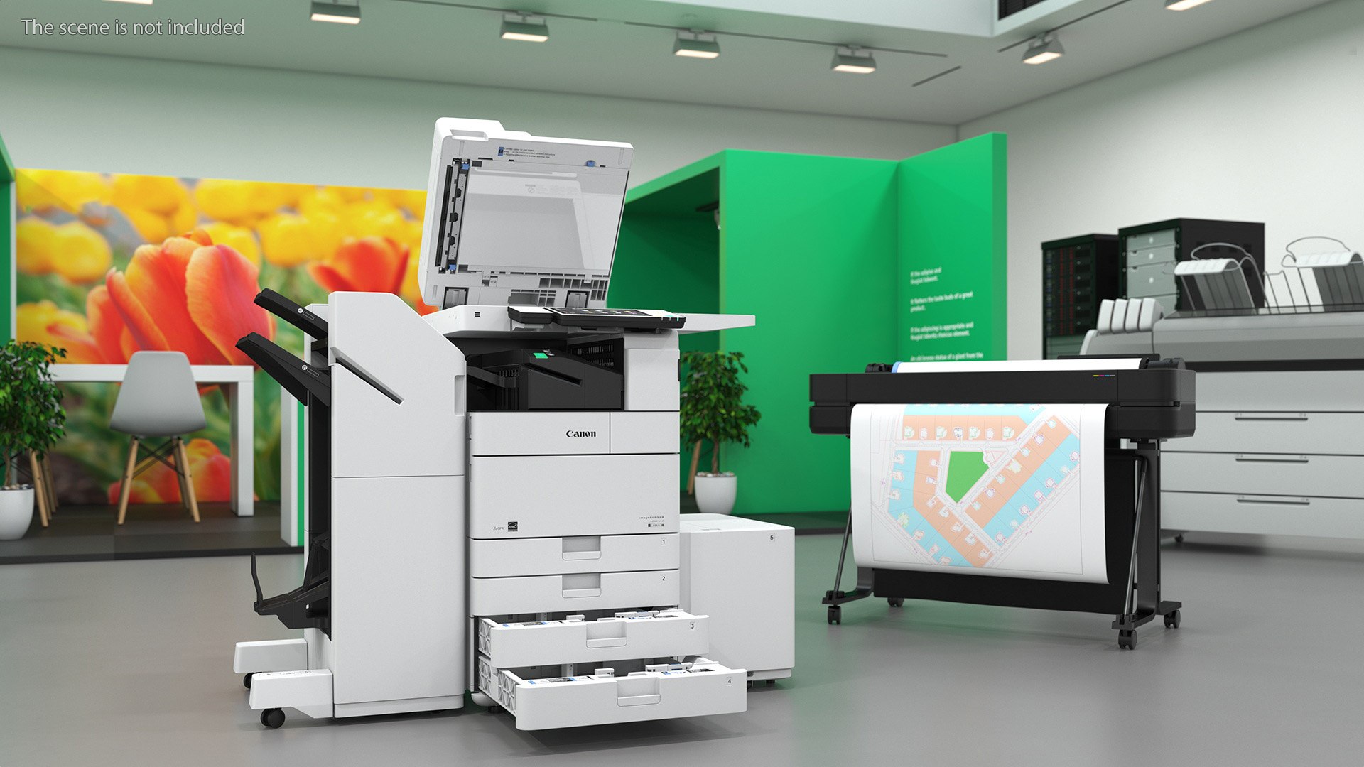 3D Model MFP Canon ImageRUNNER ADVANCE 4551i II Scanner And Trays Open ...