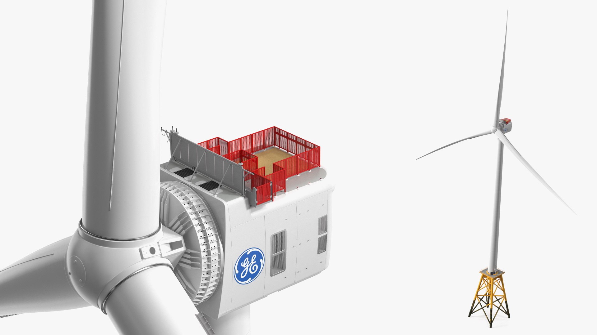 3D model GE Haliade-X Offshore Wind Turbine with Base Frame ...