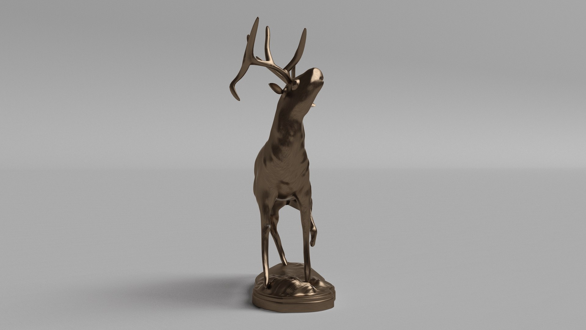 3D Elegant Bronze Deer Statue With Majestic Antlers - TurboSquid 2307170