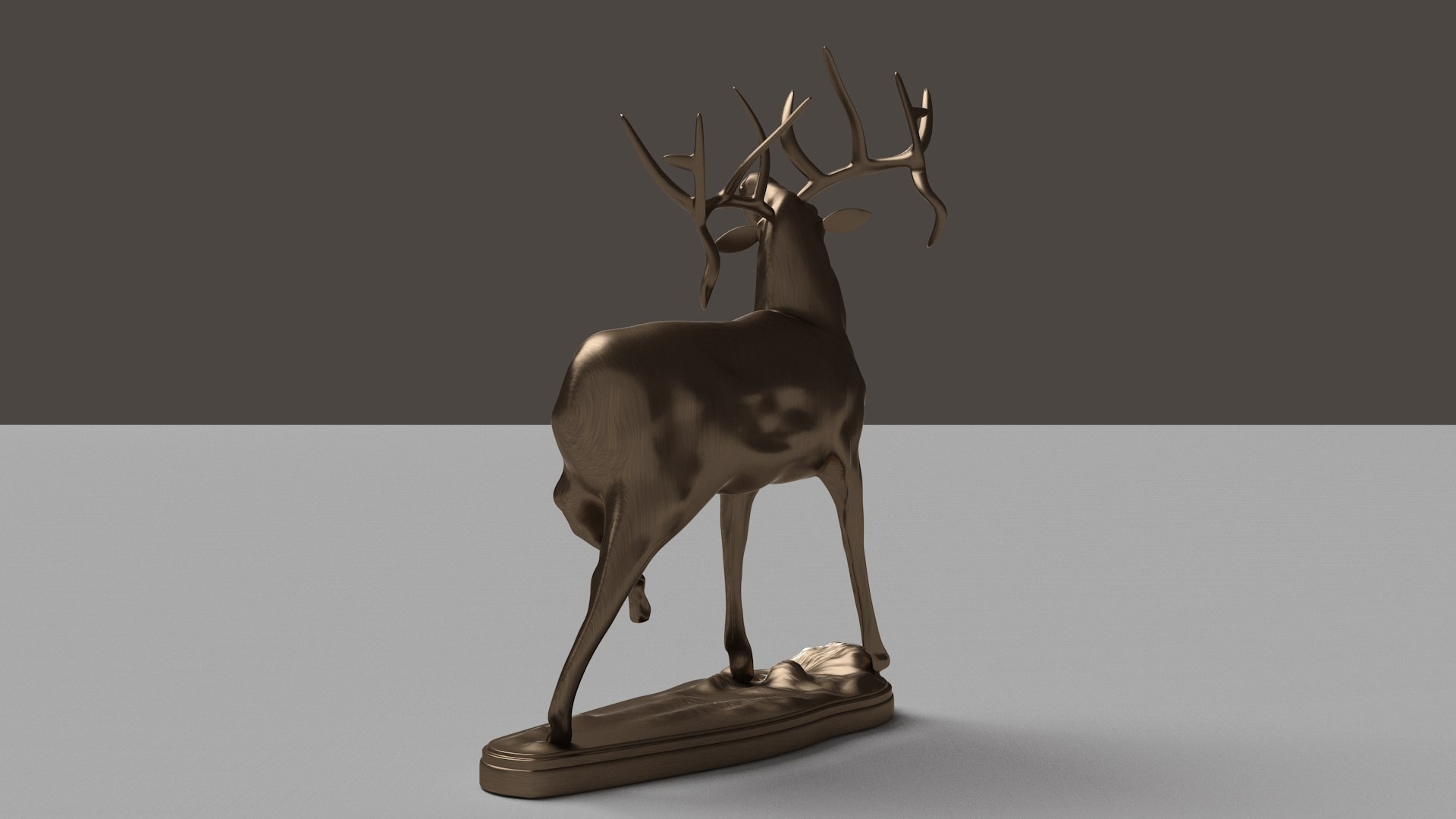 3D Elegant Bronze Deer Statue With Majestic Antlers - TurboSquid 2307170