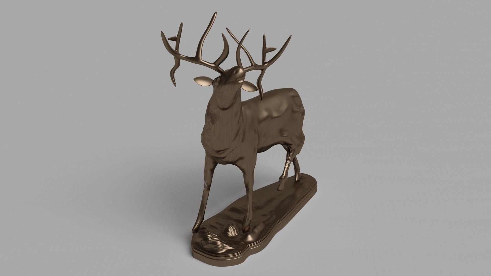 3D Elegant Bronze Deer Statue With Majestic Antlers - TurboSquid 2307170