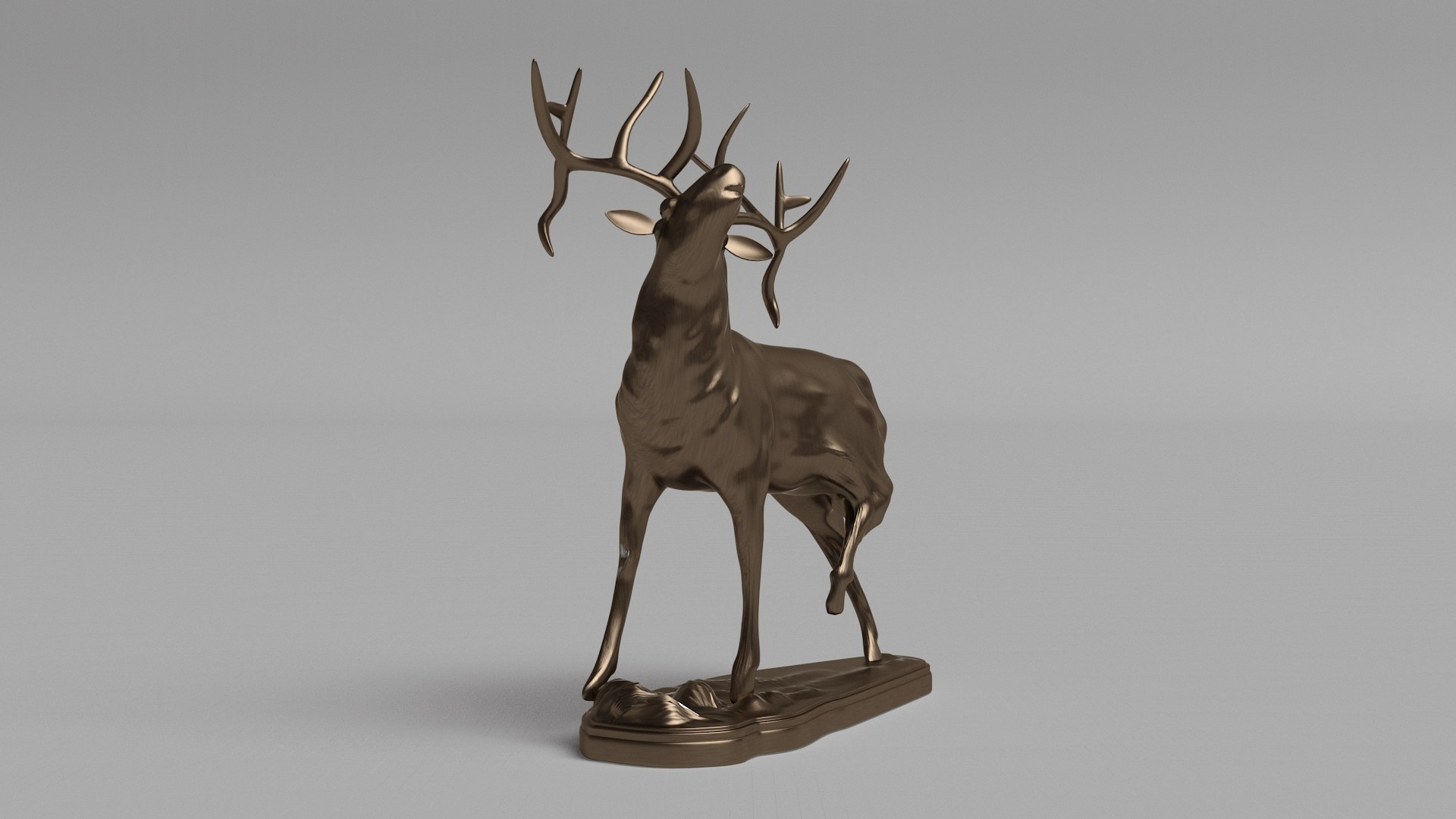 3D Elegant Bronze Deer Statue With Majestic Antlers - TurboSquid 2307170