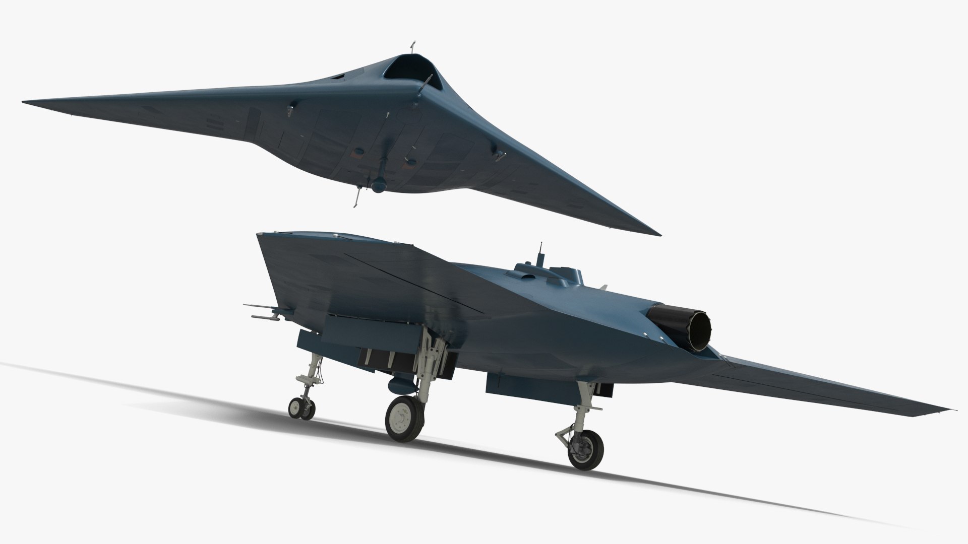 Unmanned Strike Aircraft With Delta Wing Dark Blue Rigged 3D Model ...