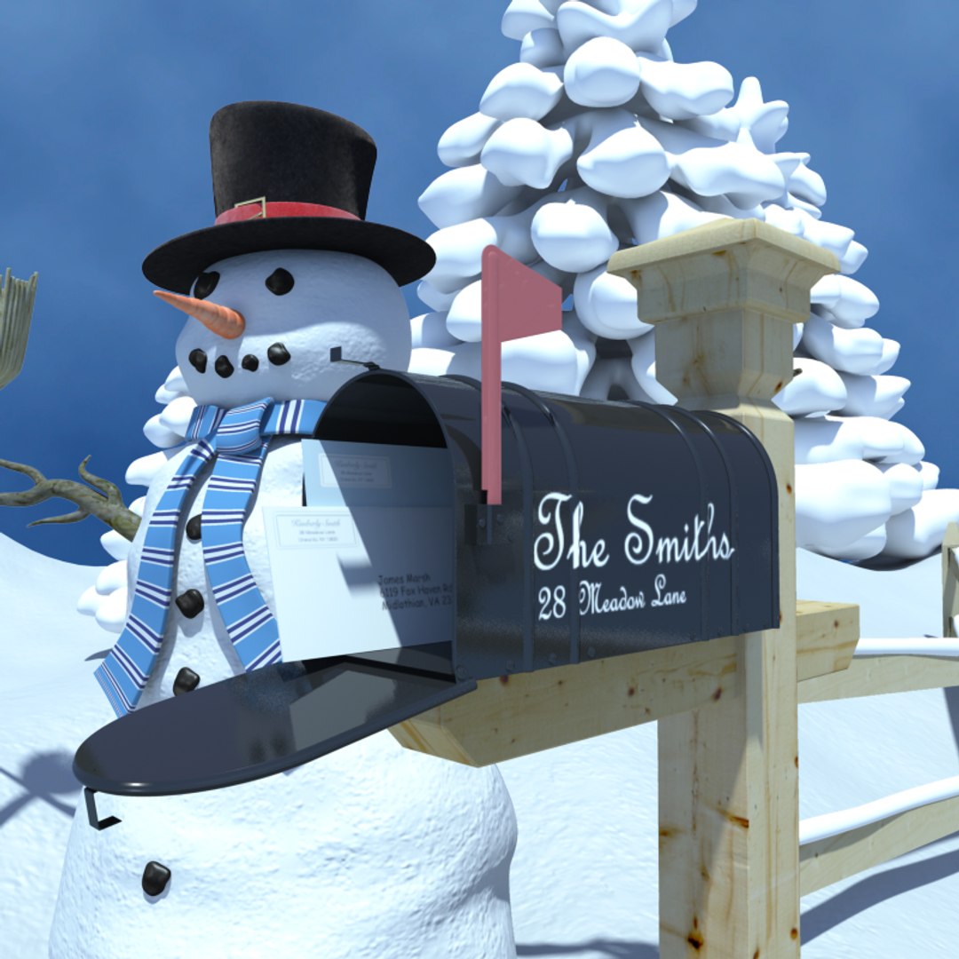 3ds Scene Winter Snowman Mailbox