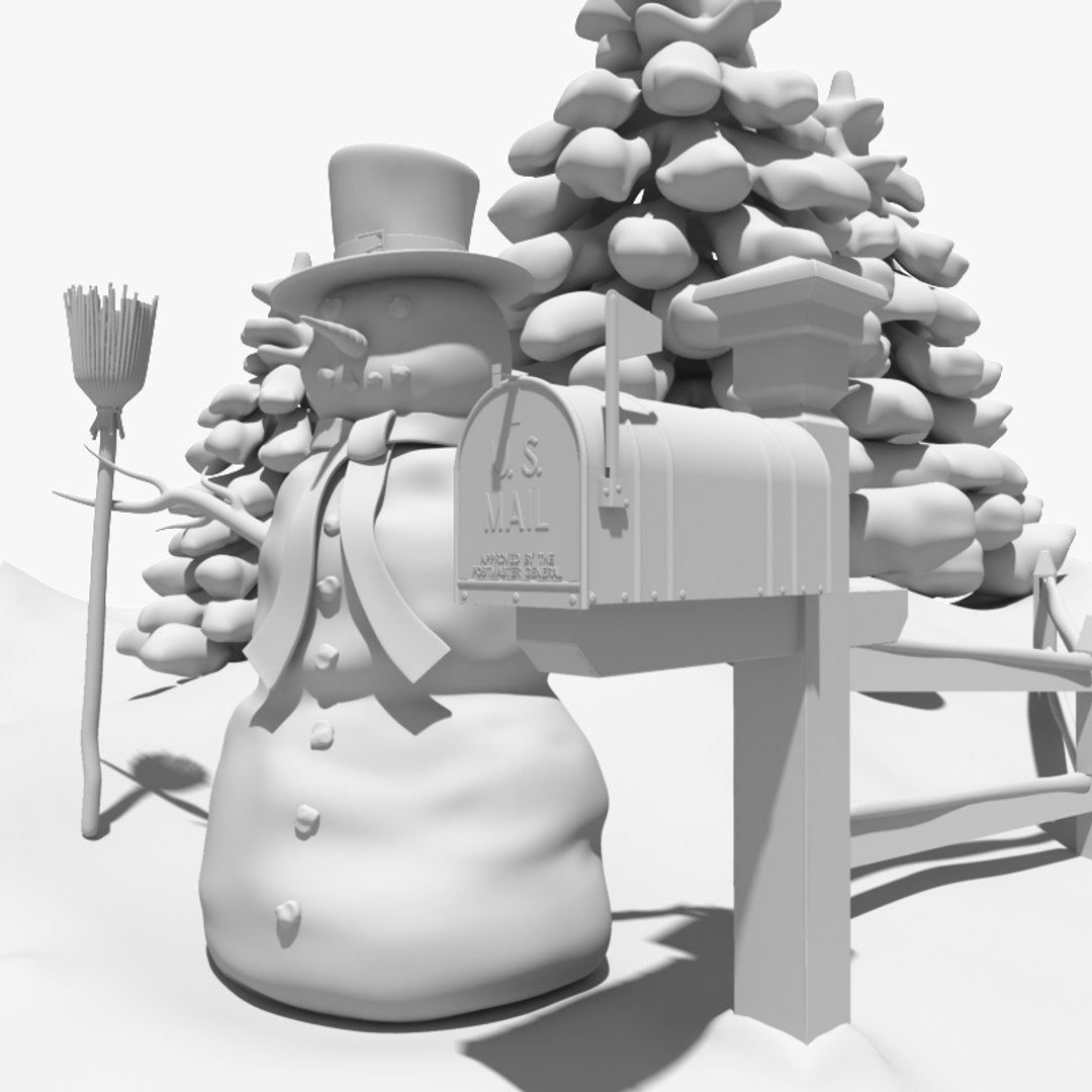 3ds Scene Winter Snowman Mailbox