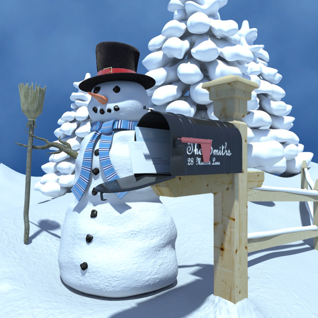 3ds Scene Winter Snowman Mailbox