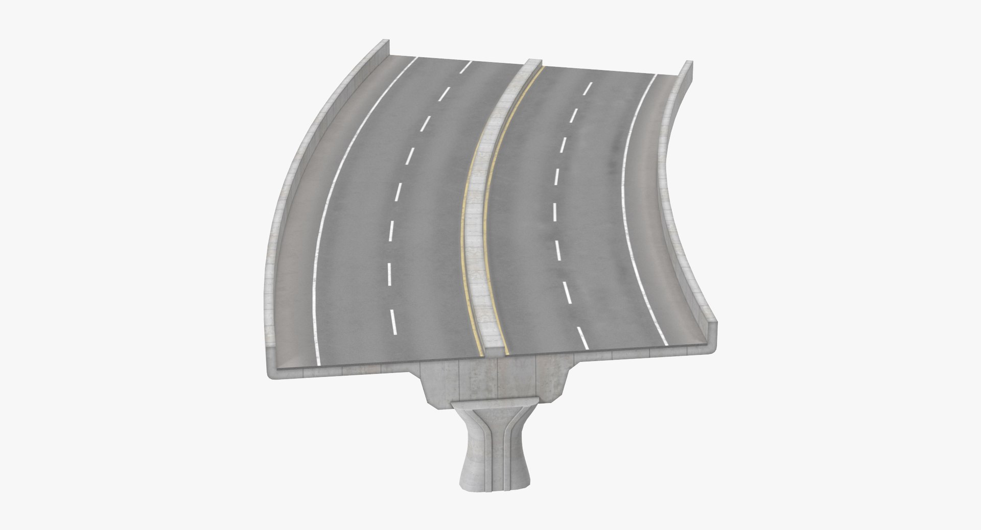 2 Lane Raised Highway 3d C4d