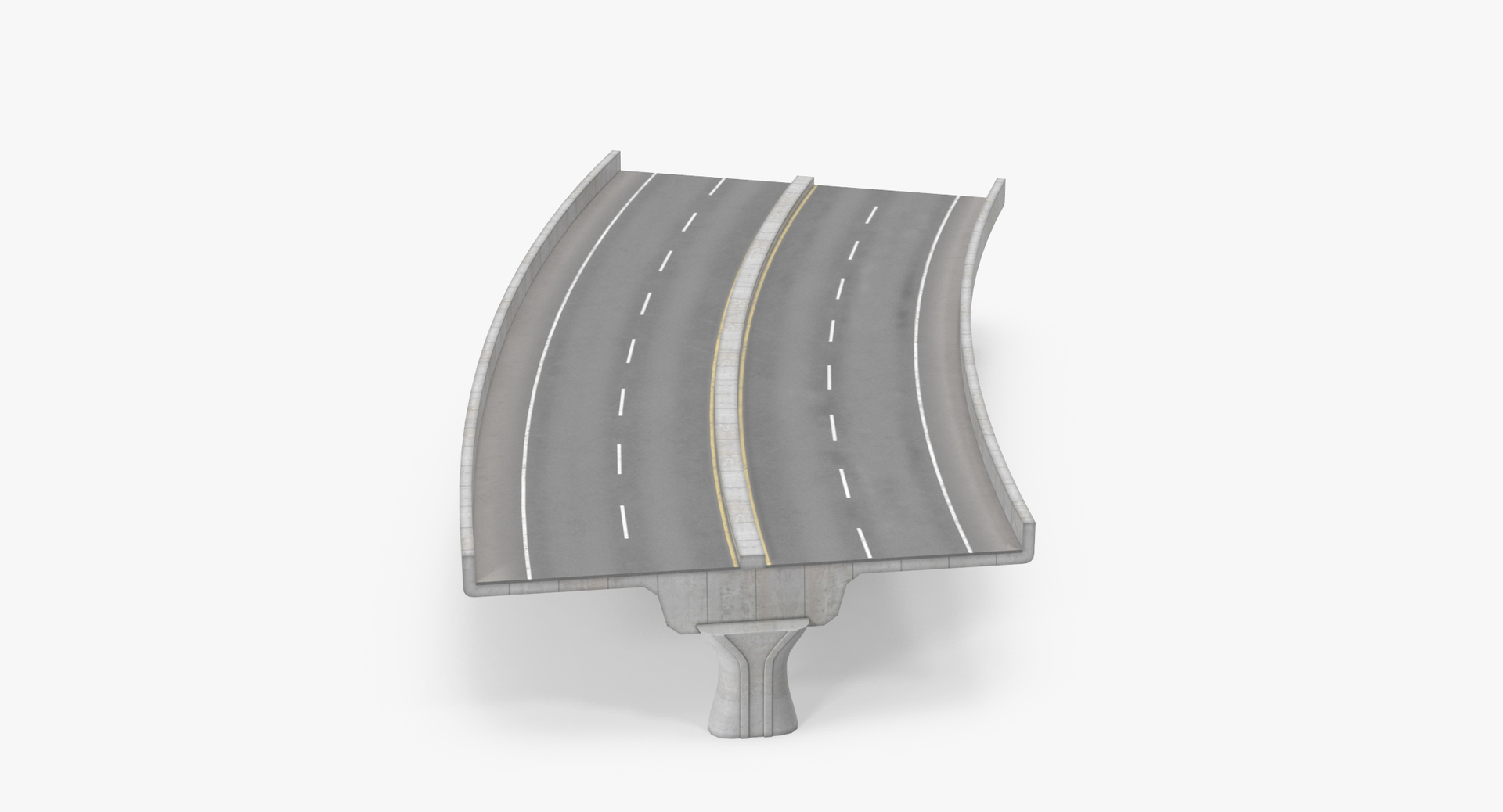 2 Lane Raised Highway 3d C4d