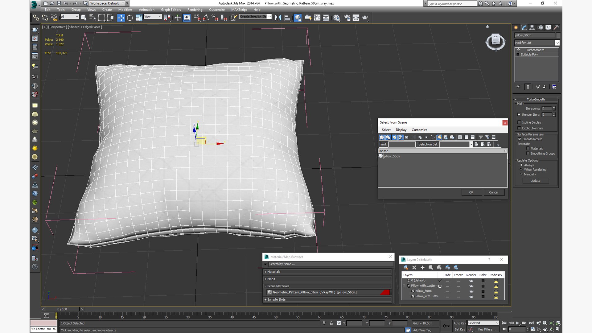 Pillow with Geometric Pattern 50cm 3D model - TurboSquid 1985470