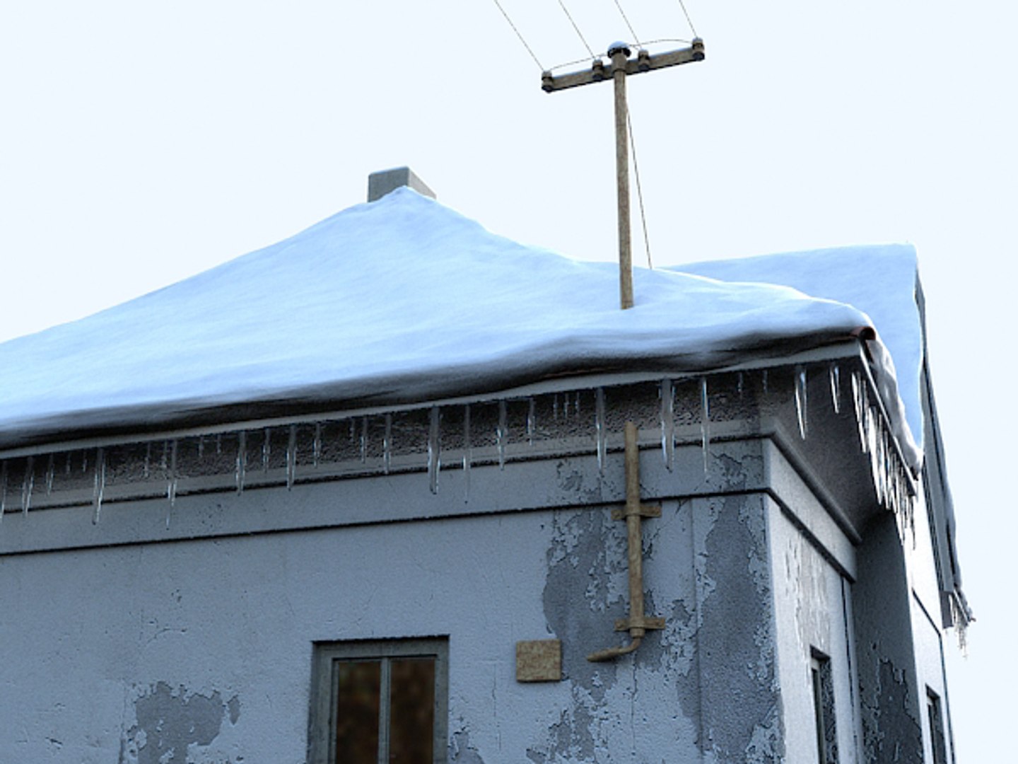 3d Model Of Old House Winter