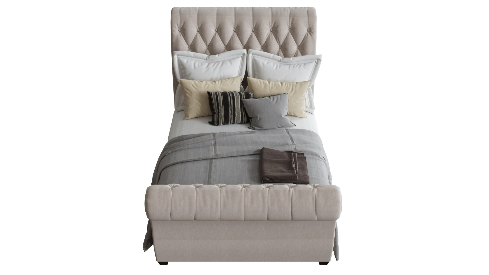 maya waverly taupe king upholstered
