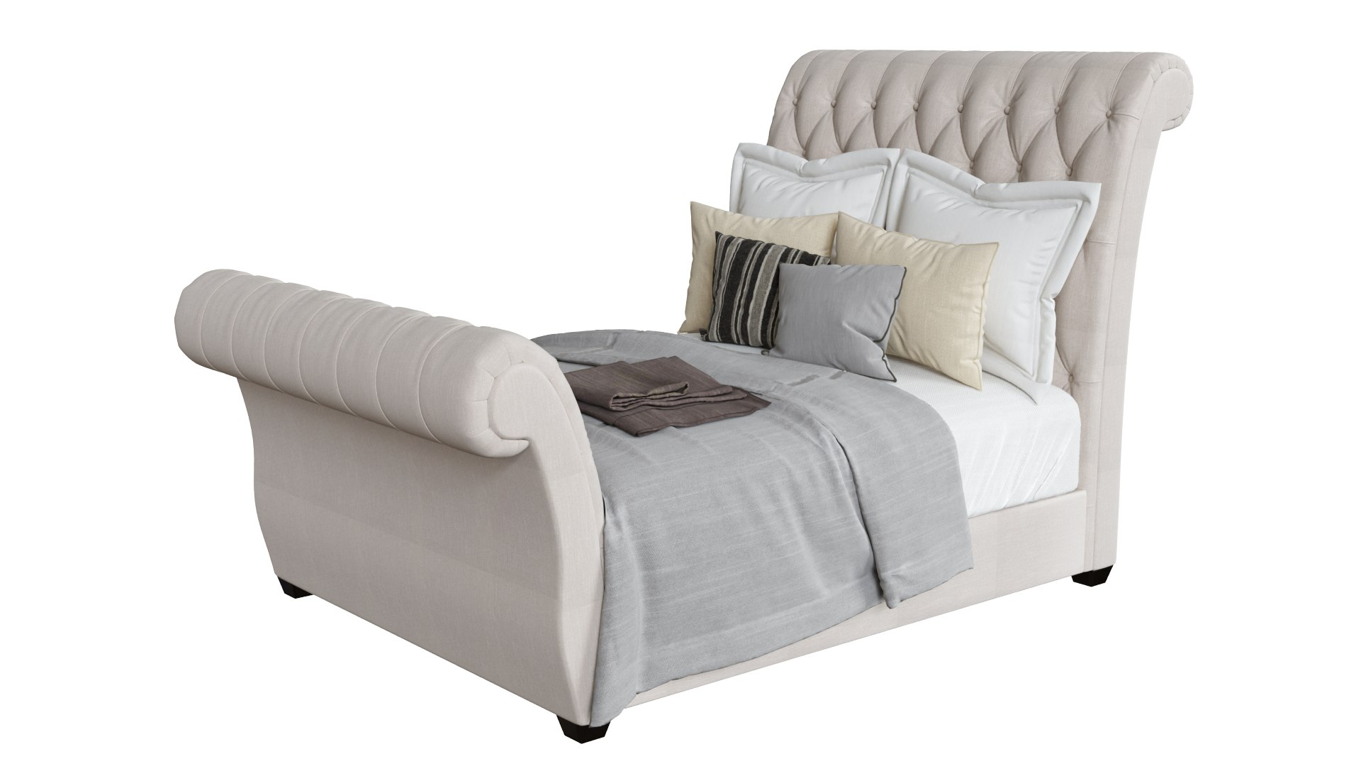 maya waverly taupe king upholstered