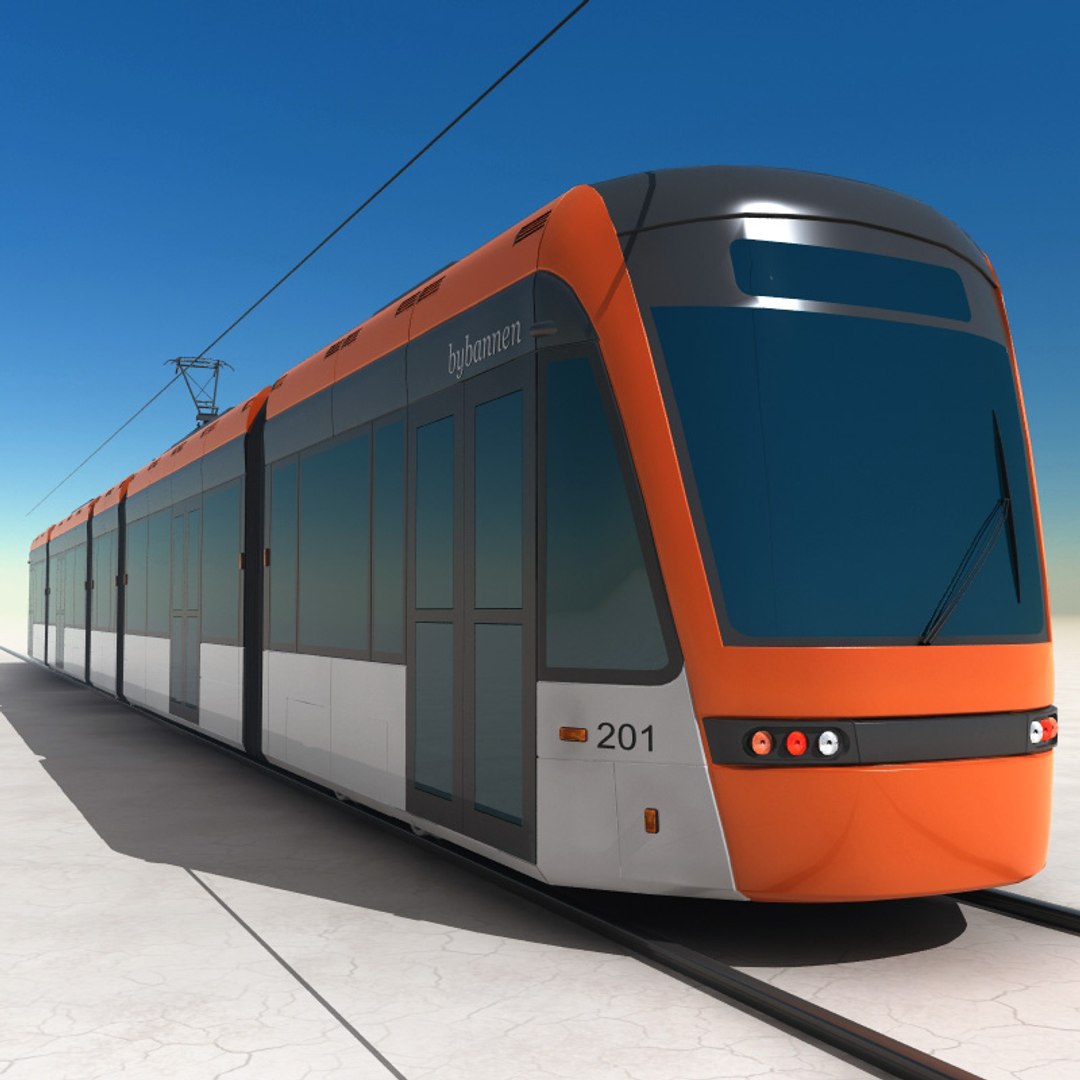 low-floor light rail vehicle 3d model