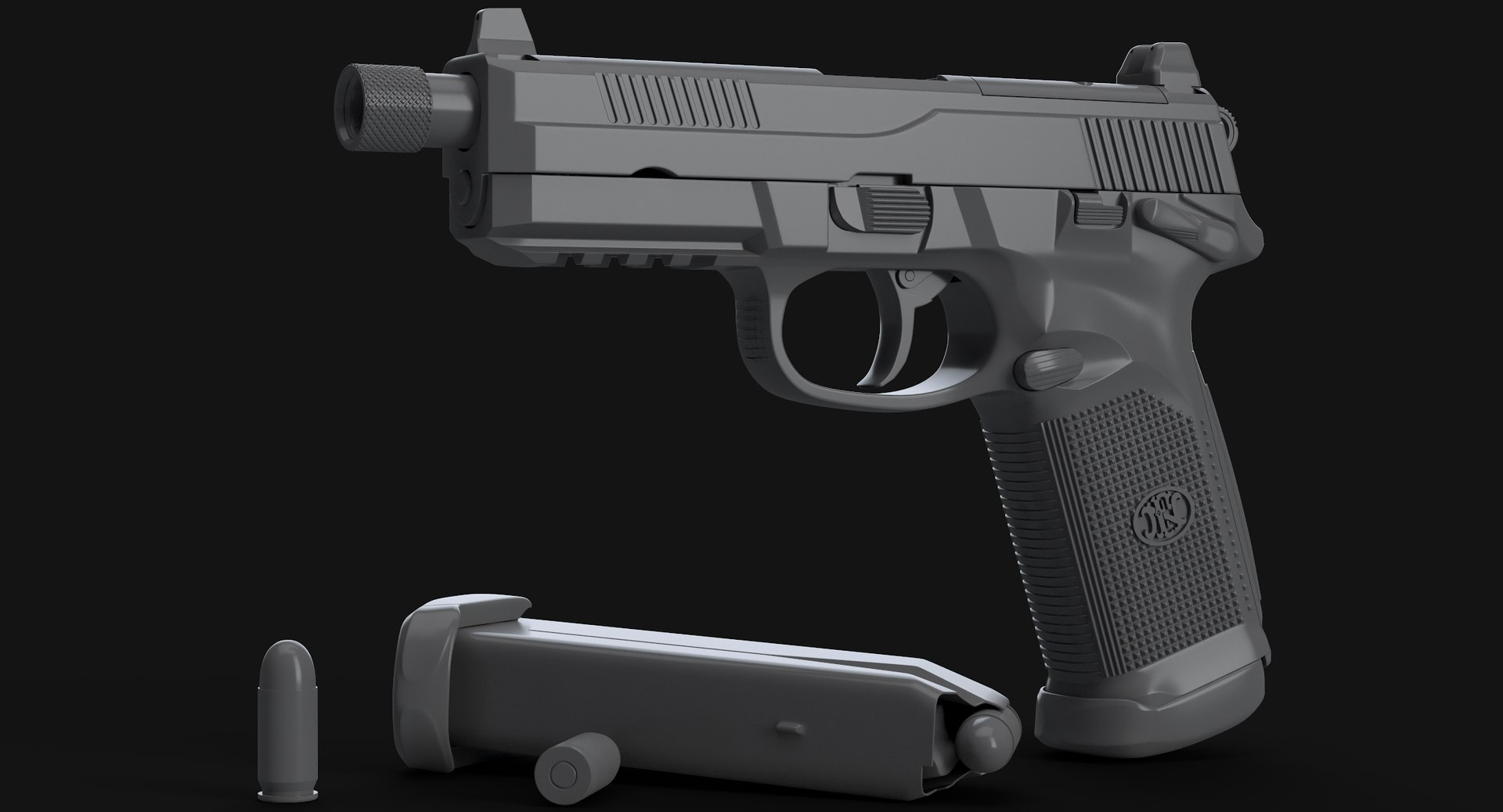Fn Fnx-45 Tactical Untextured 3D Model - TurboSquid 1400686