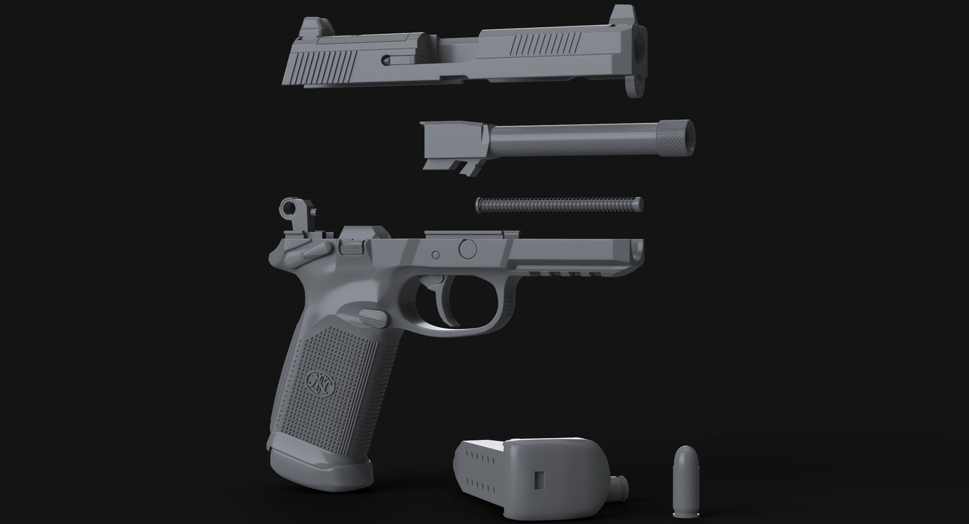 Fn Fnx-45 Tactical Untextured 3D Model - TurboSquid 1400686
