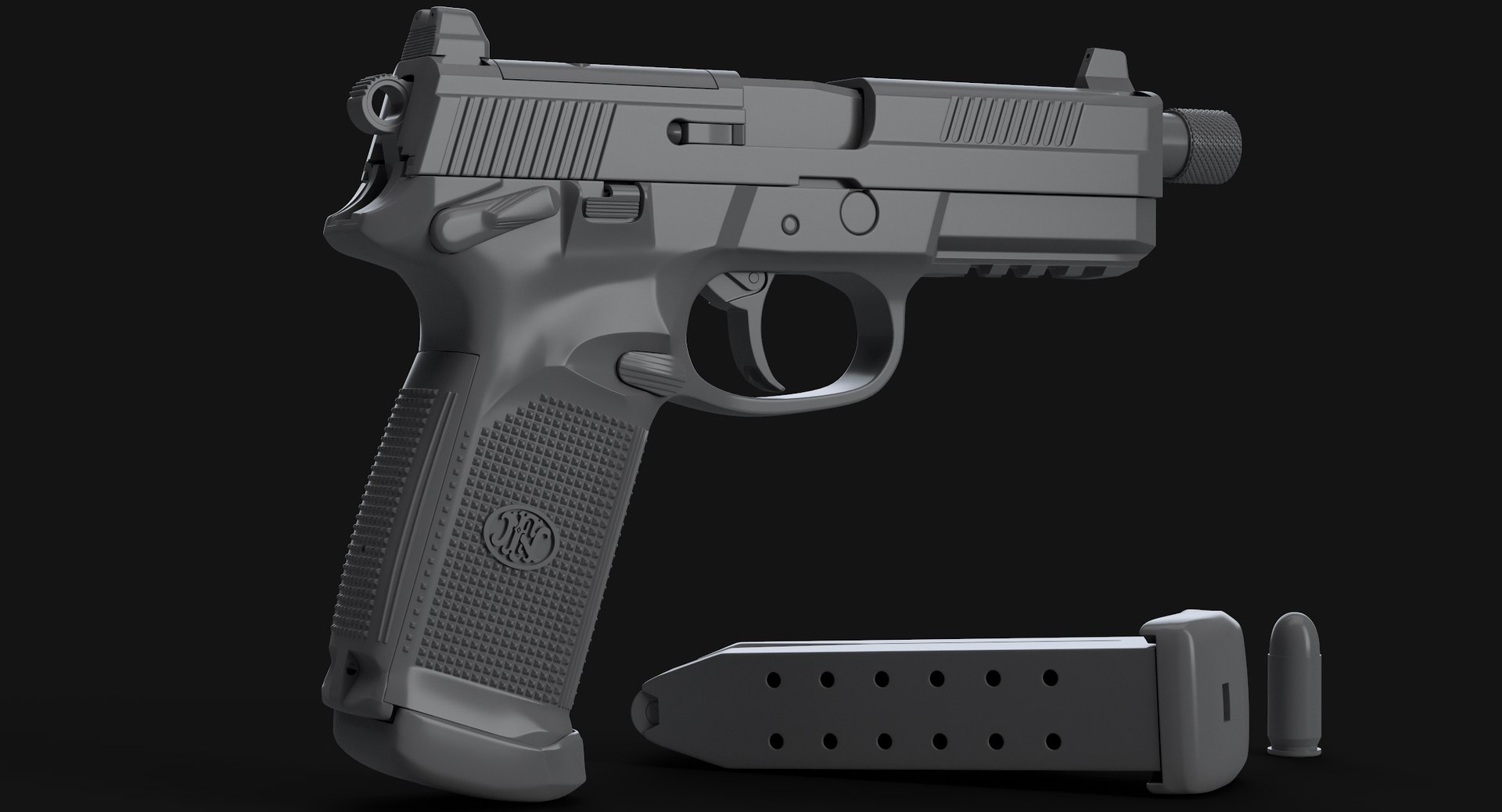 Fn Fnx-45 Tactical Untextured 3D Model - TurboSquid 1400686