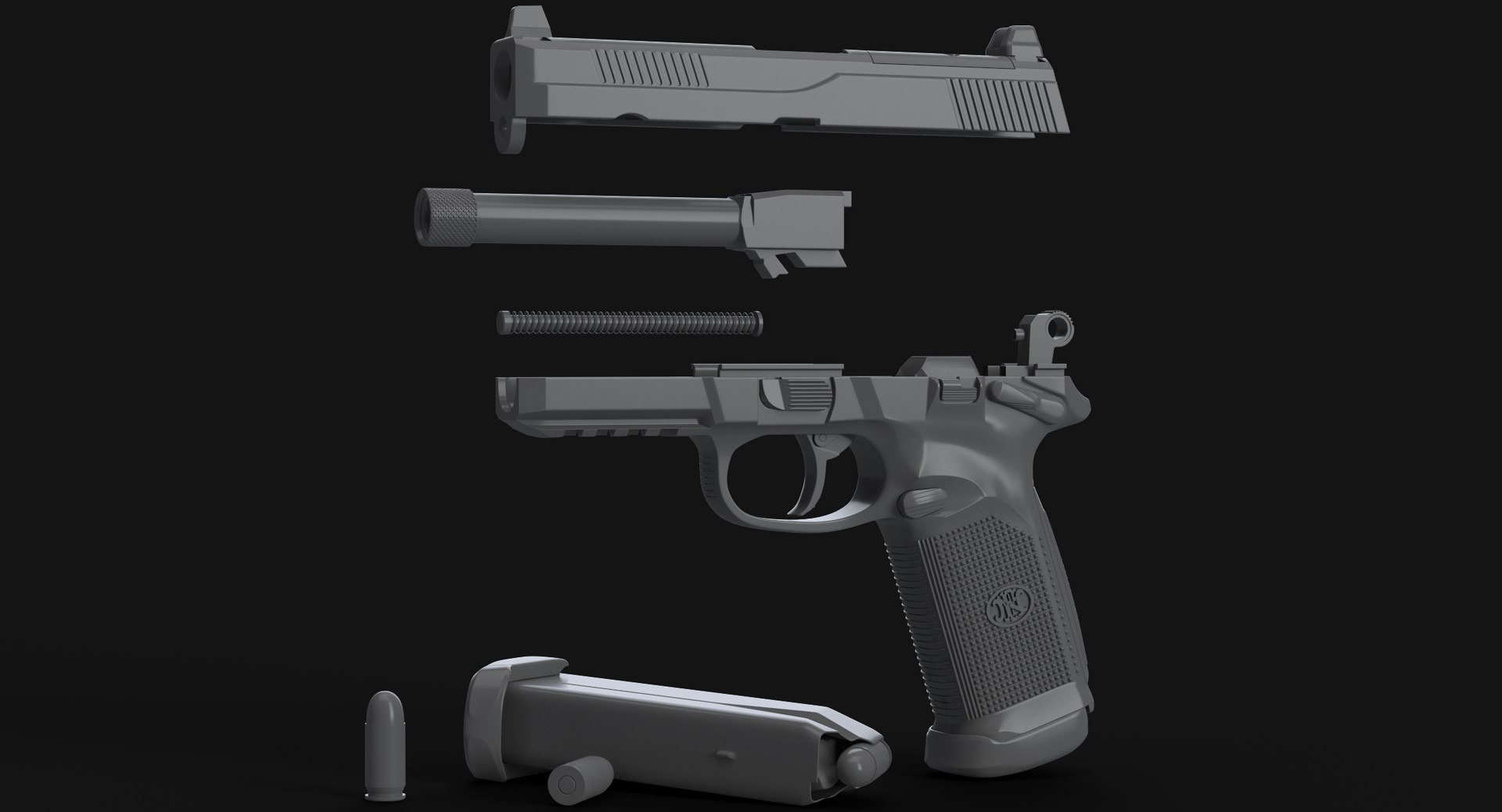 Fn Fnx-45 Tactical Untextured 3D Model - TurboSquid 1400686