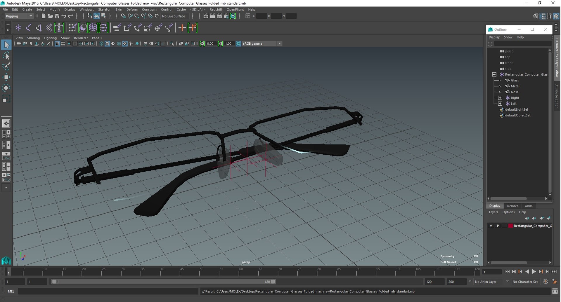 Rectangular Computer Glasses Folded 3D Model - TurboSquid 2146904