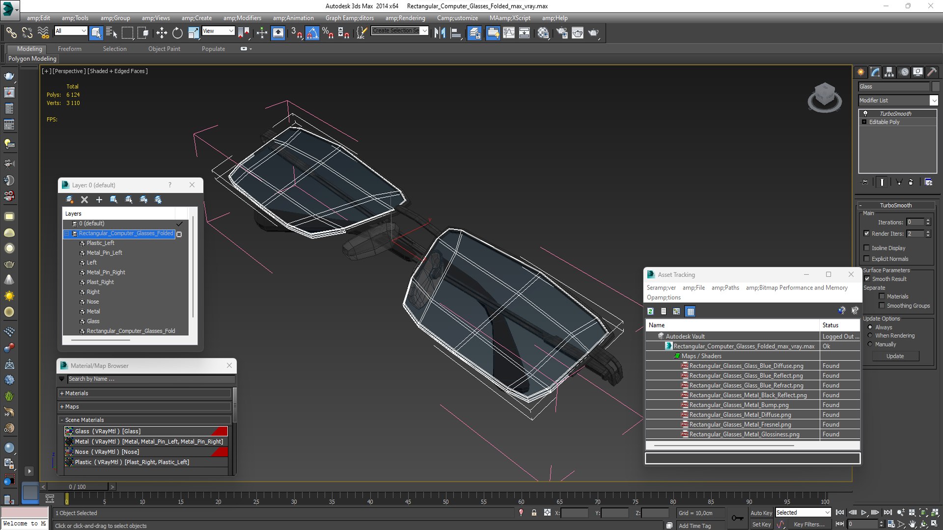 Rectangular Computer Glasses Folded 3D Model - TurboSquid 2146904