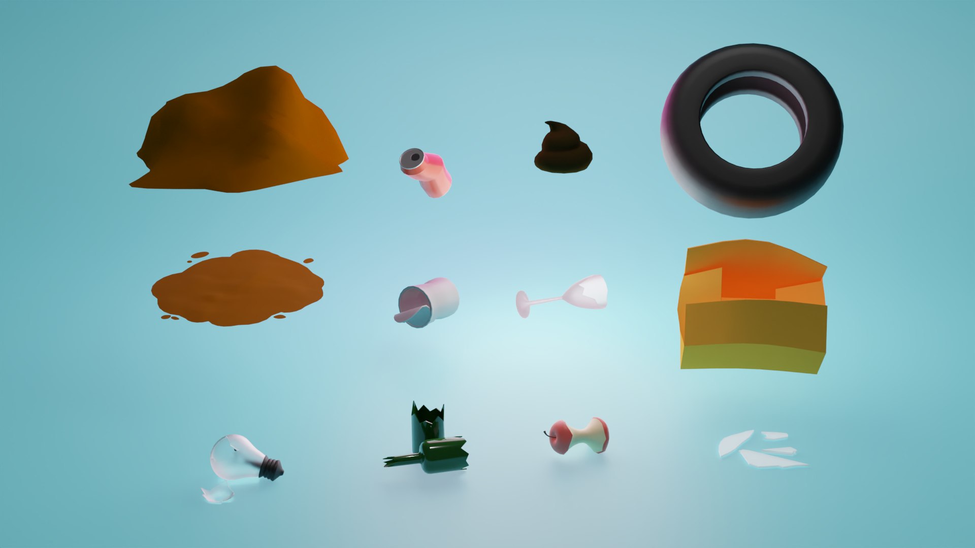 3D Model Cartoon Trash Package - TurboSquid 1874397