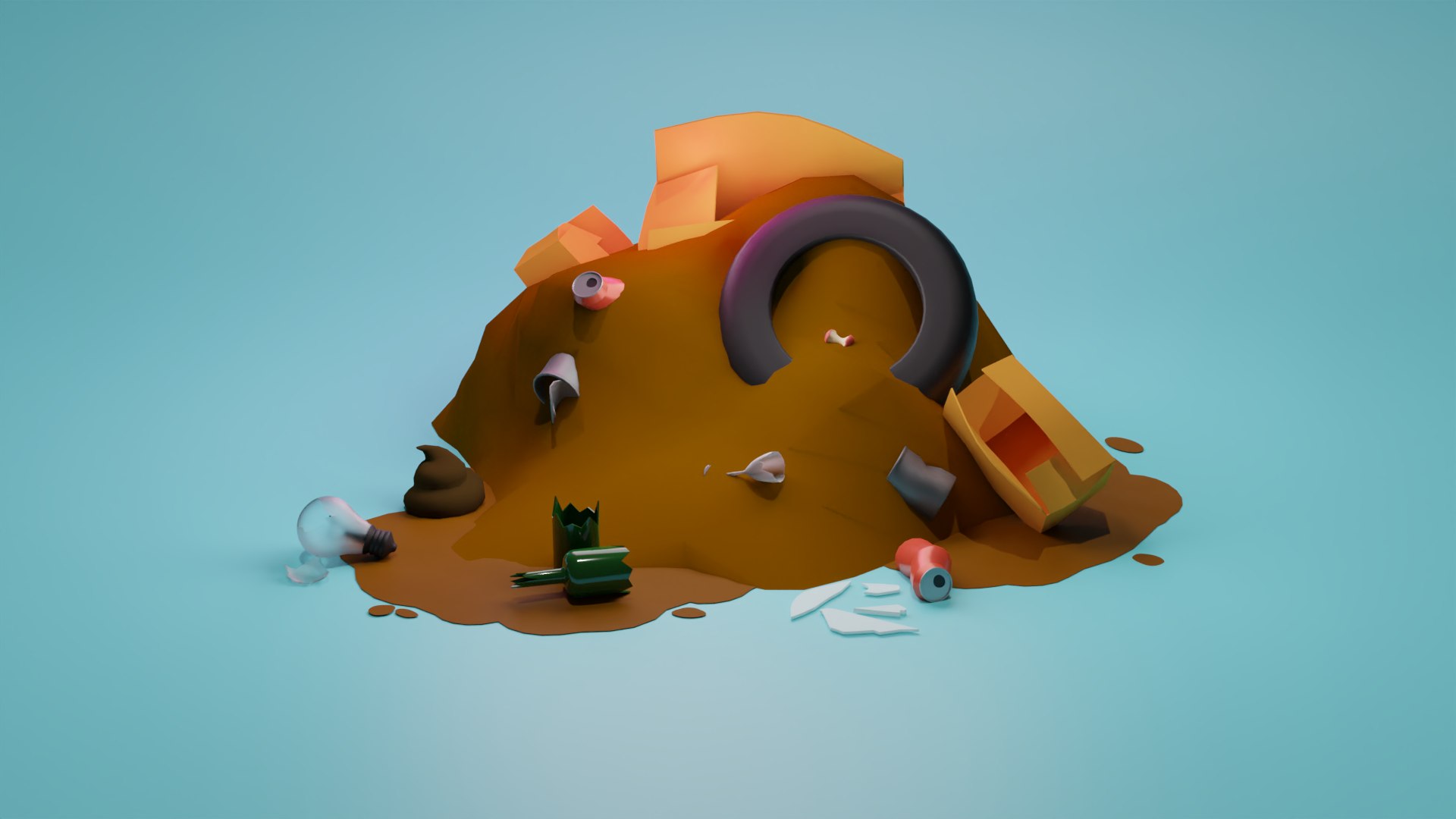 3D Model Cartoon Trash Package - TurboSquid 1874397