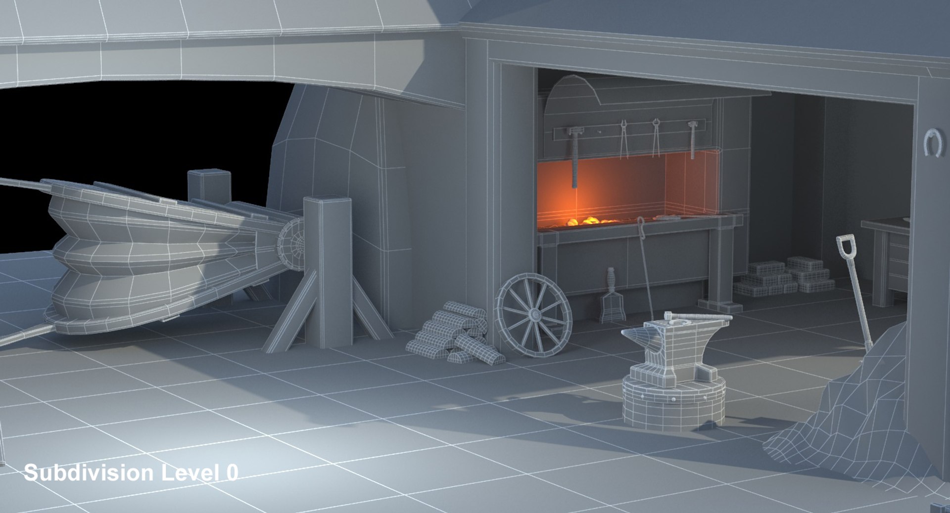 Cartoon Medieval Forge Model - TurboSquid 1350620