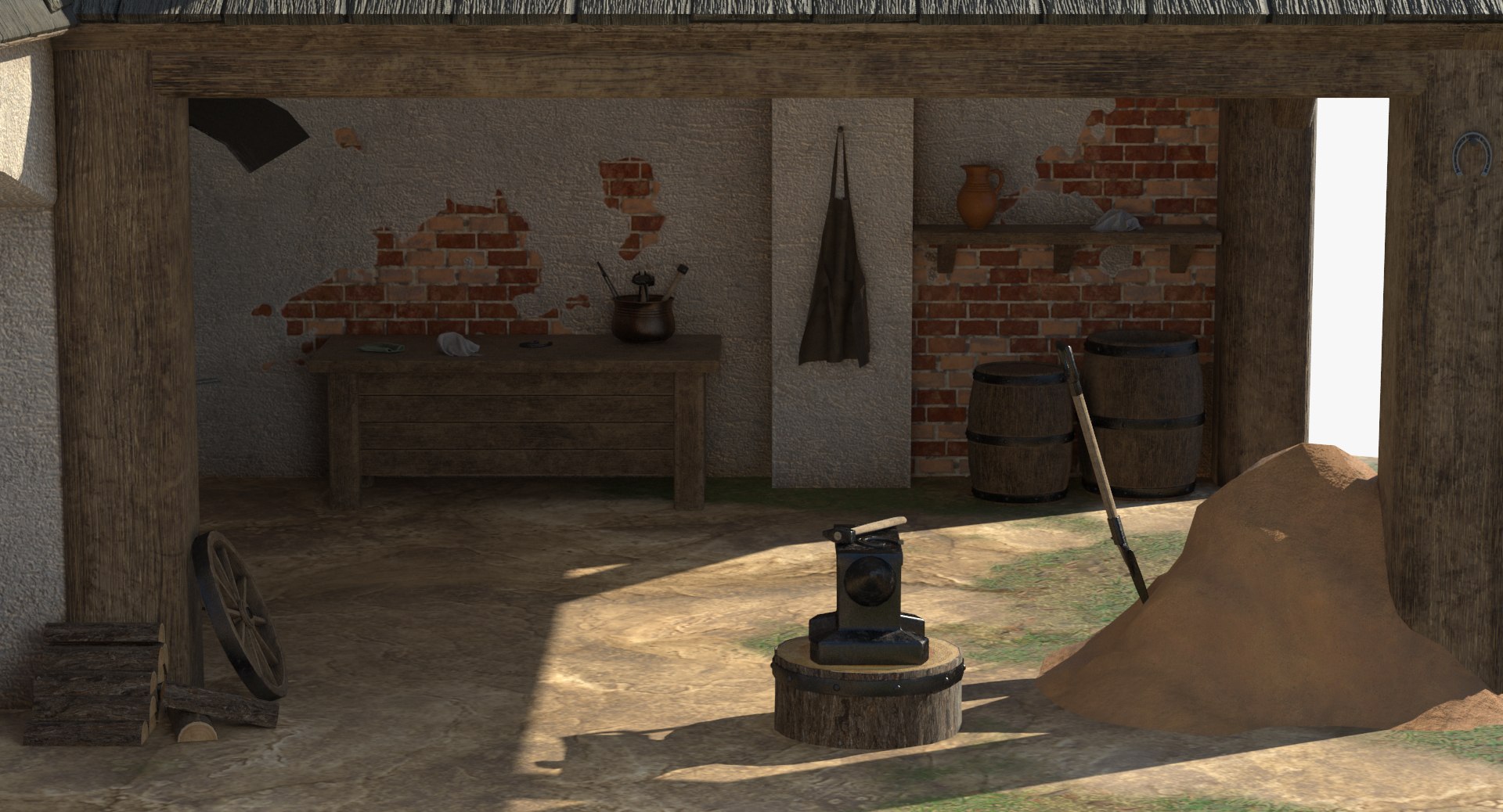 Cartoon Medieval Forge Model - TurboSquid 1350620