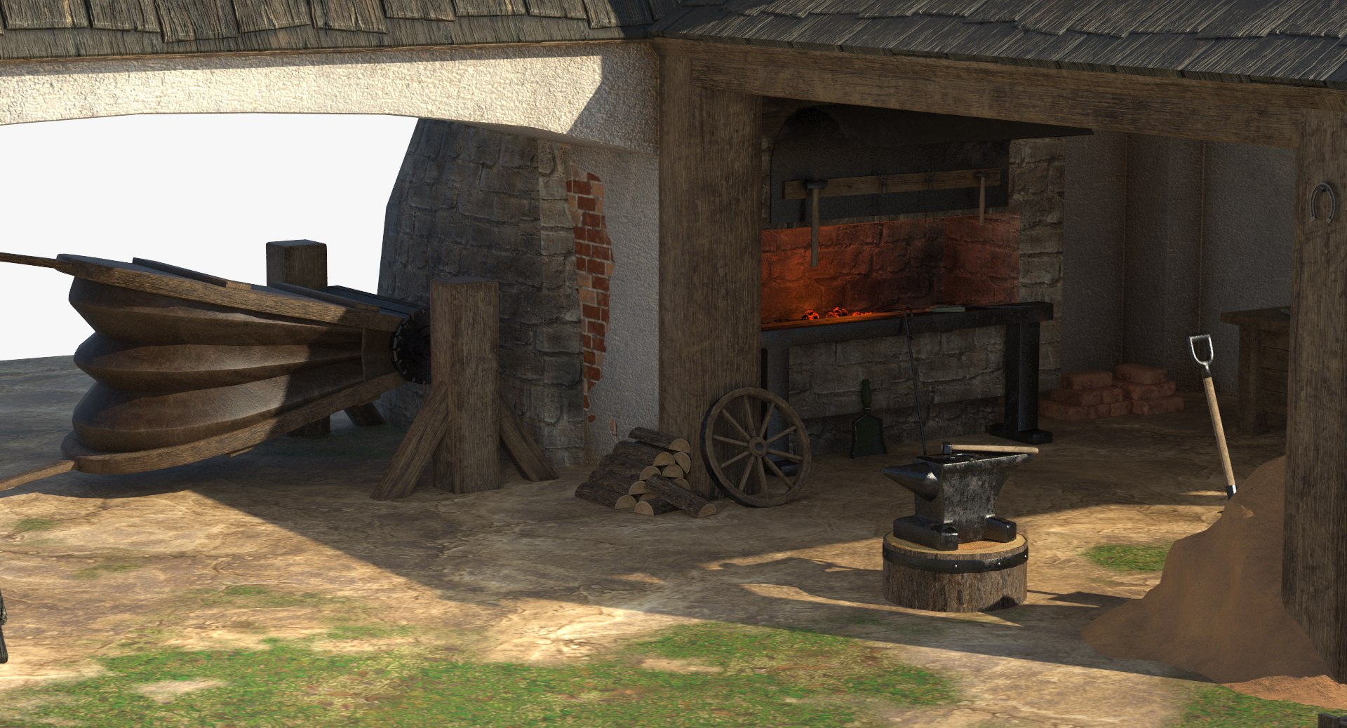 Cartoon Medieval Forge Model - TurboSquid 1350620