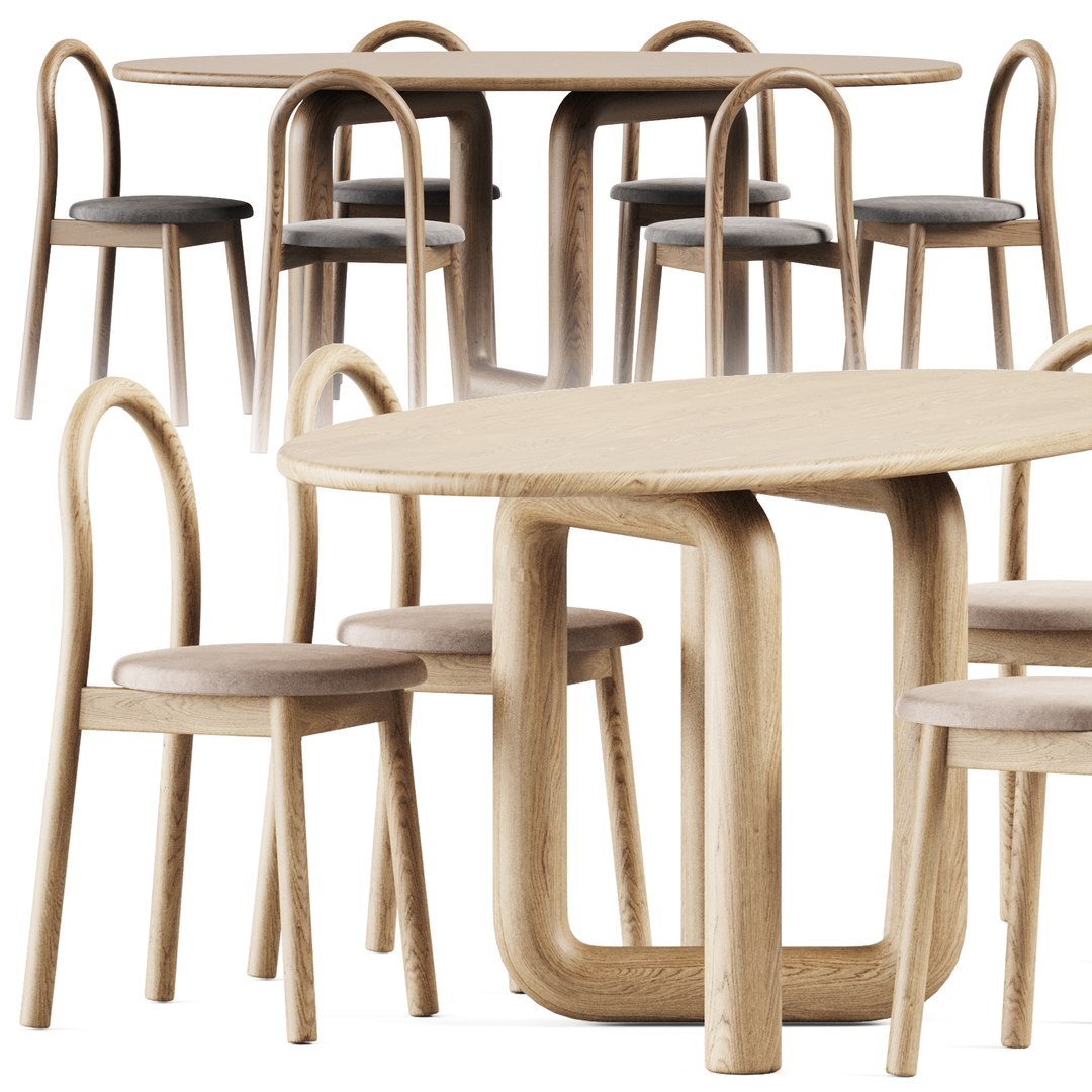 Oval Mono Table By Objects Ideas And Bobby Upholstered Chair By DesignByThem 3D Model ...