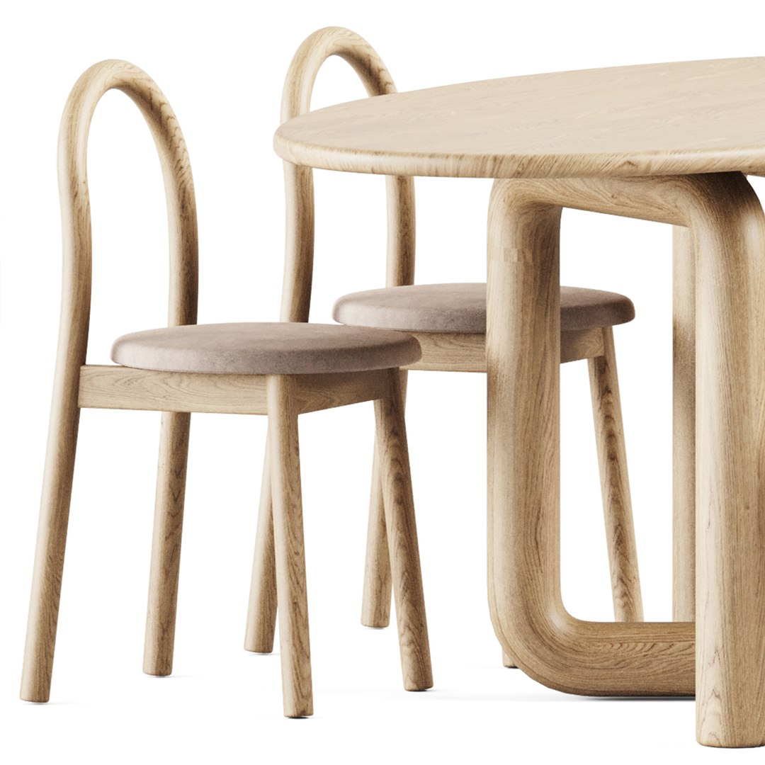 Oval Mono Table By Objects Ideas And Bobby Upholstered Chair By DesignByThem 3D Model ...