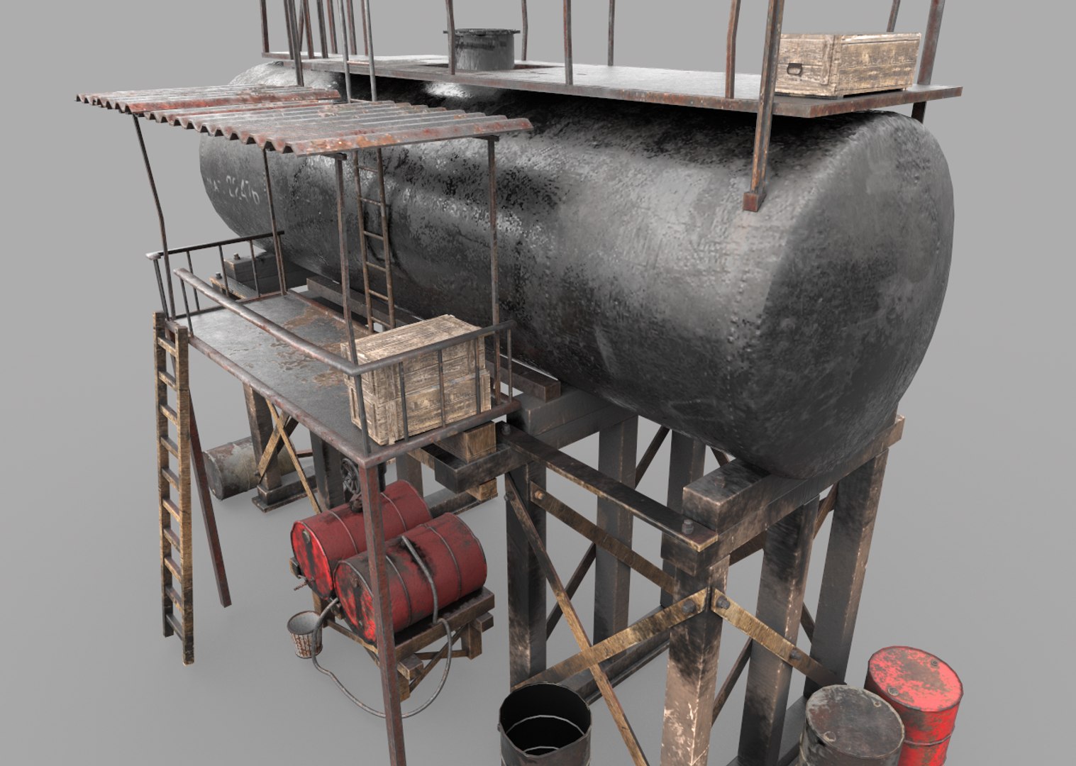 Post-Apocalyptic Oil Station 3D Model - TurboSquid 1714746