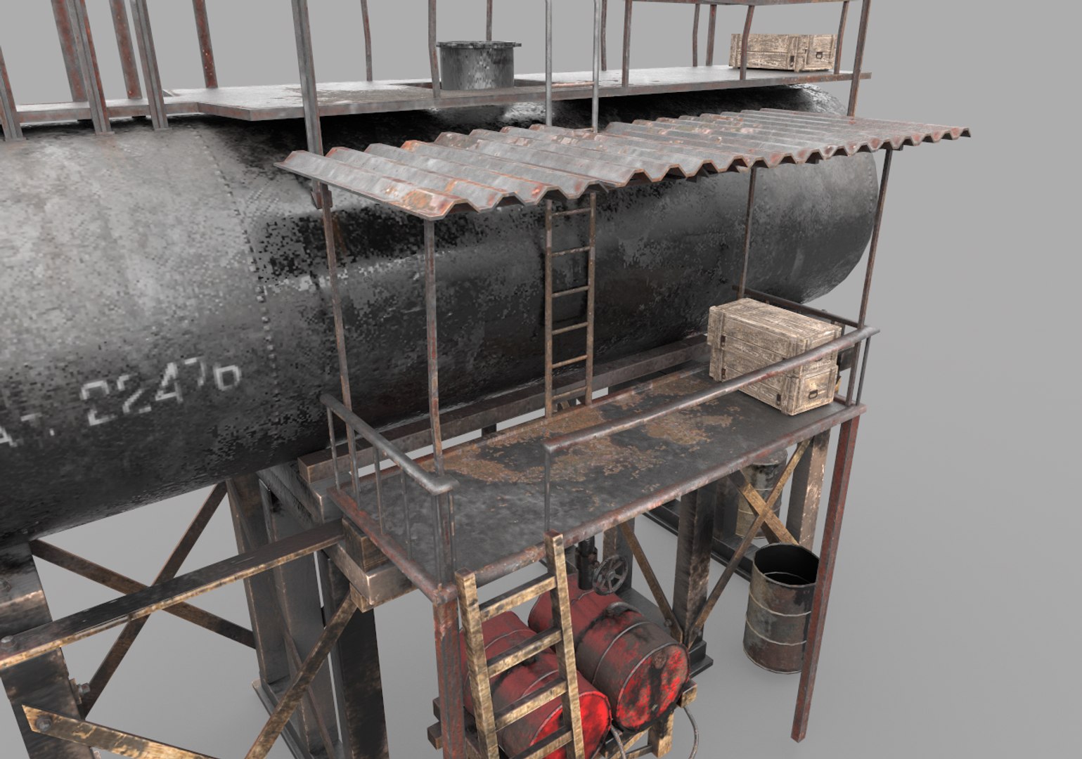 Post-Apocalyptic Oil Station 3D Model - TurboSquid 1714746