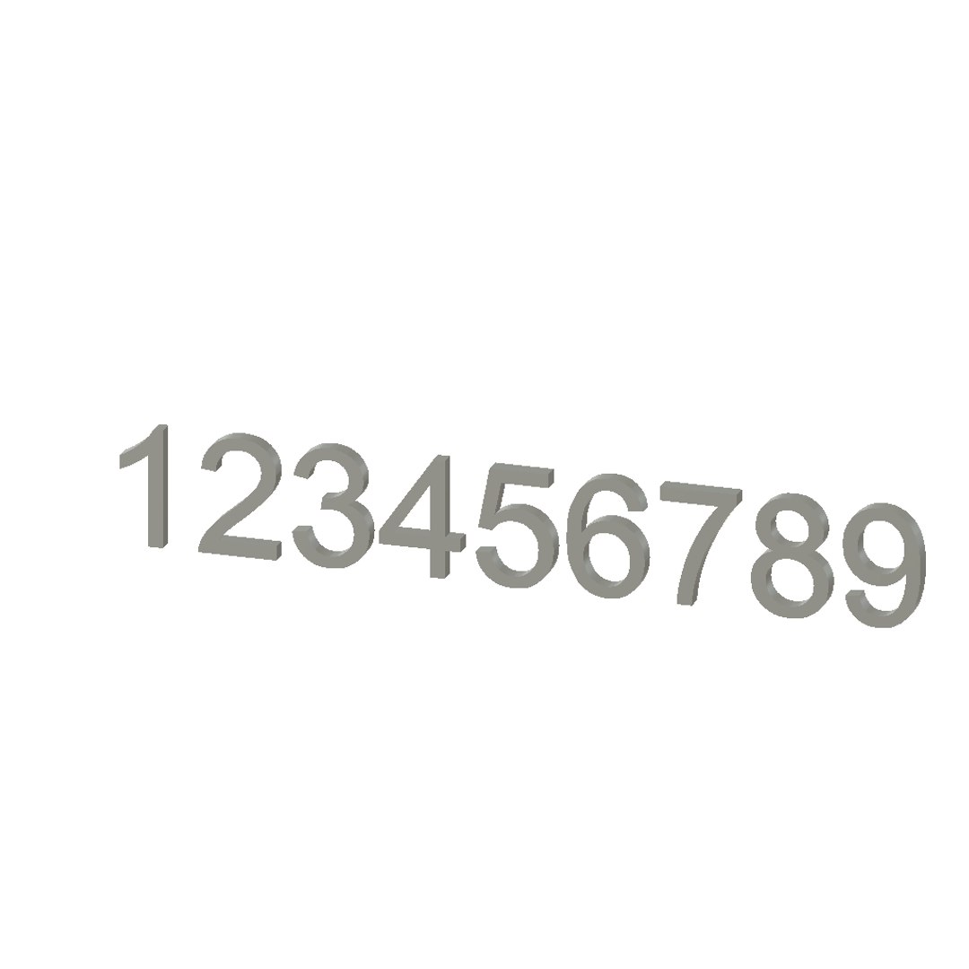Arial Numbers Cad Data 3d Model