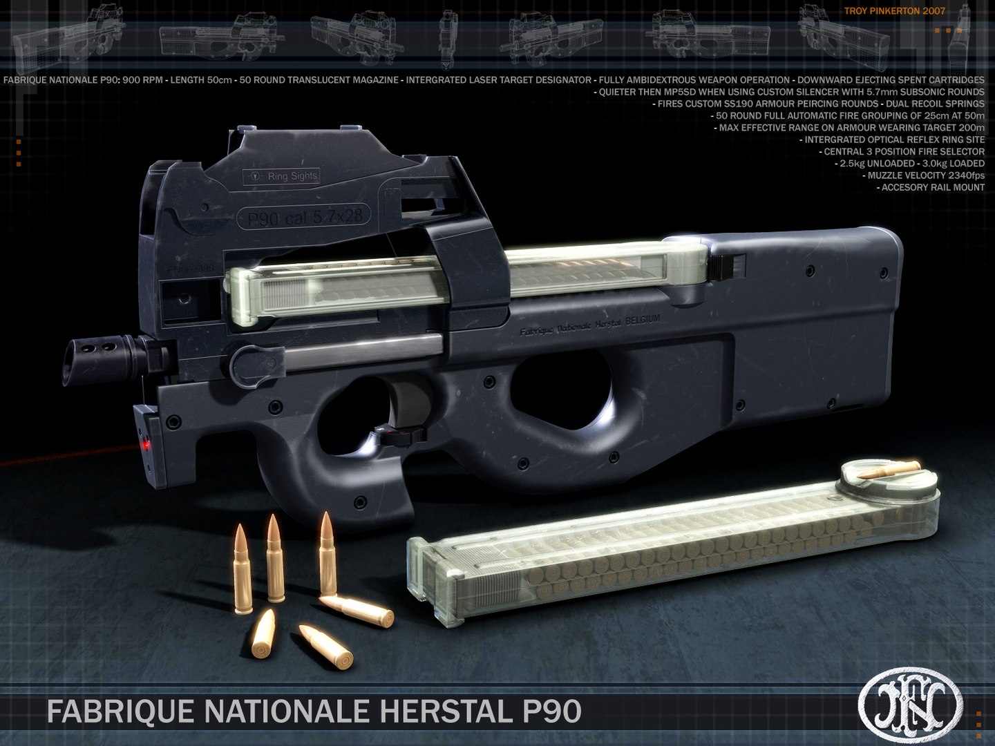 Fn P90 3d Model